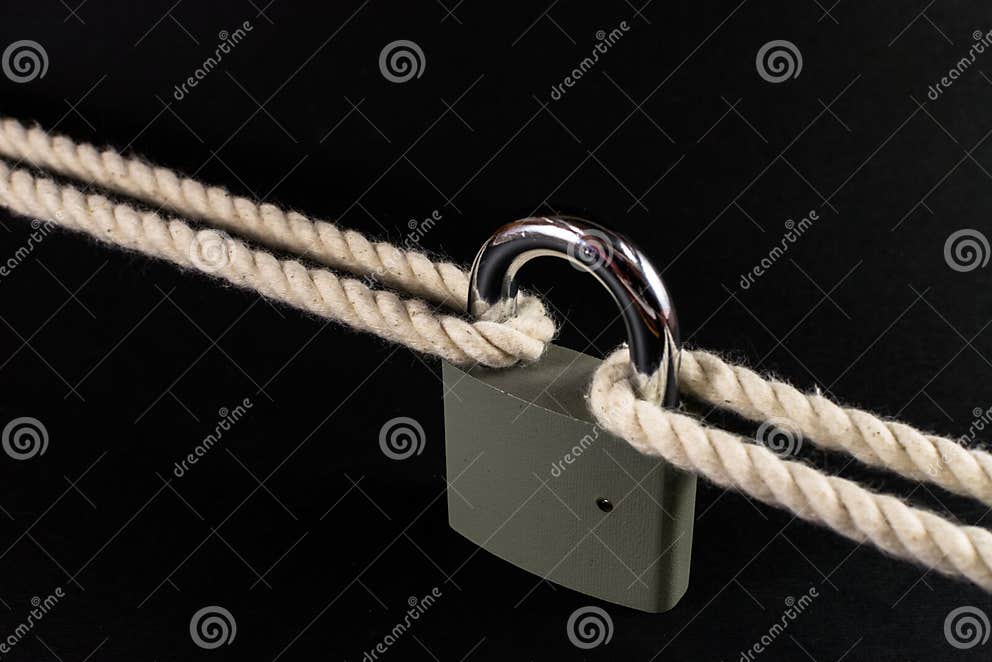Security Lock Securing Rope Together Stock Image - Image of secure ...