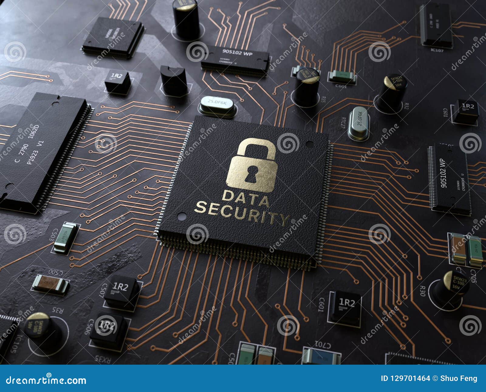 Security Lock Symbol on Circuit Board Stock Photo - Image of safe ...