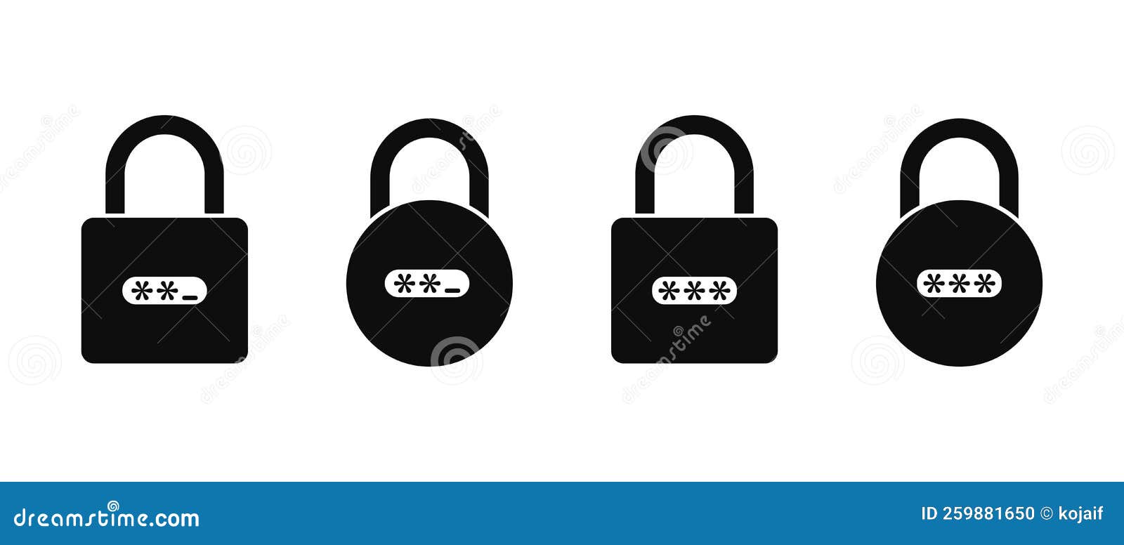 Security Lock Vector Icon Set. Password Entry Button Design Symbol ...