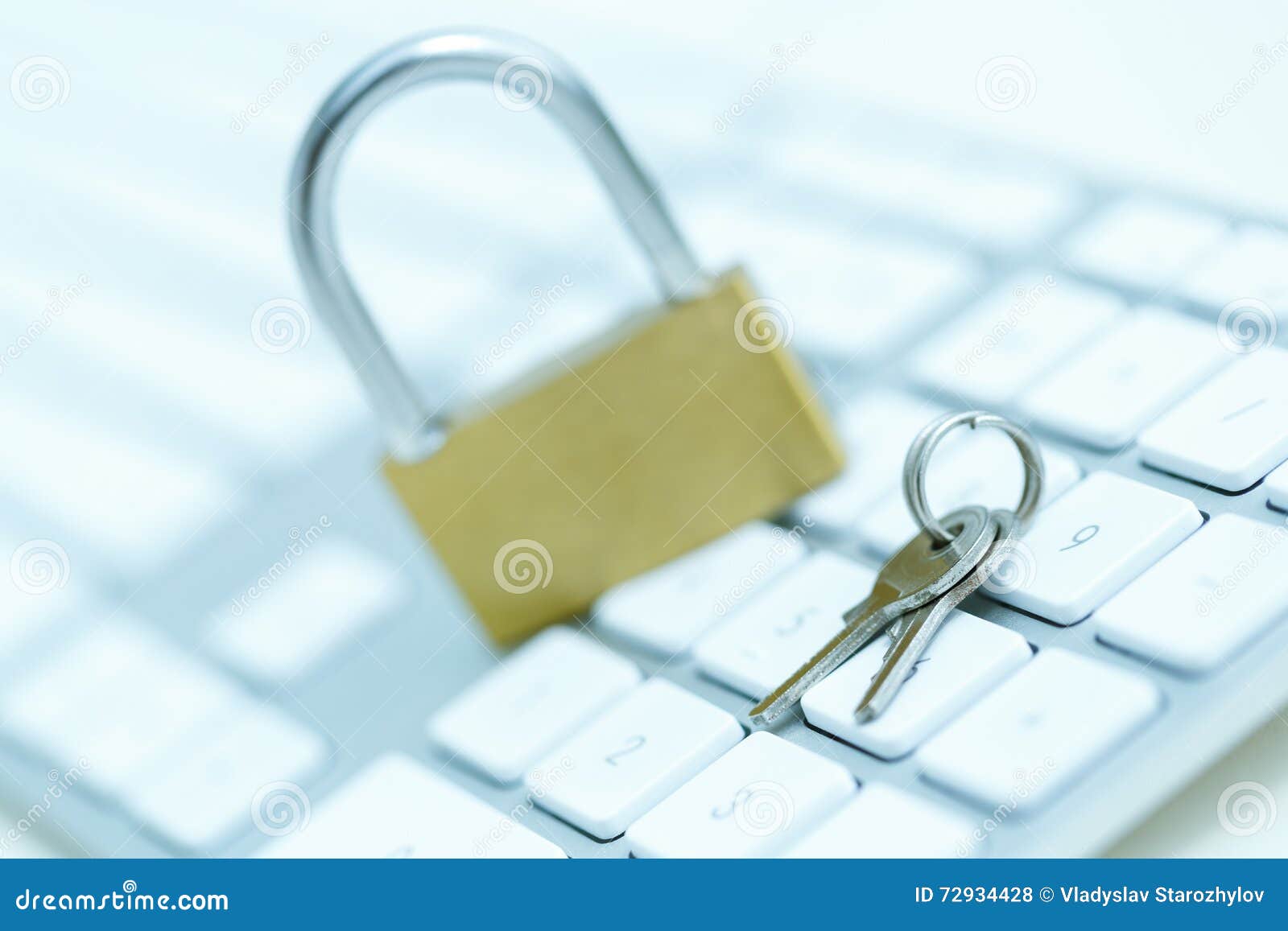 Security Lock on White Computer Keyboard Stock Photo - Image of ...