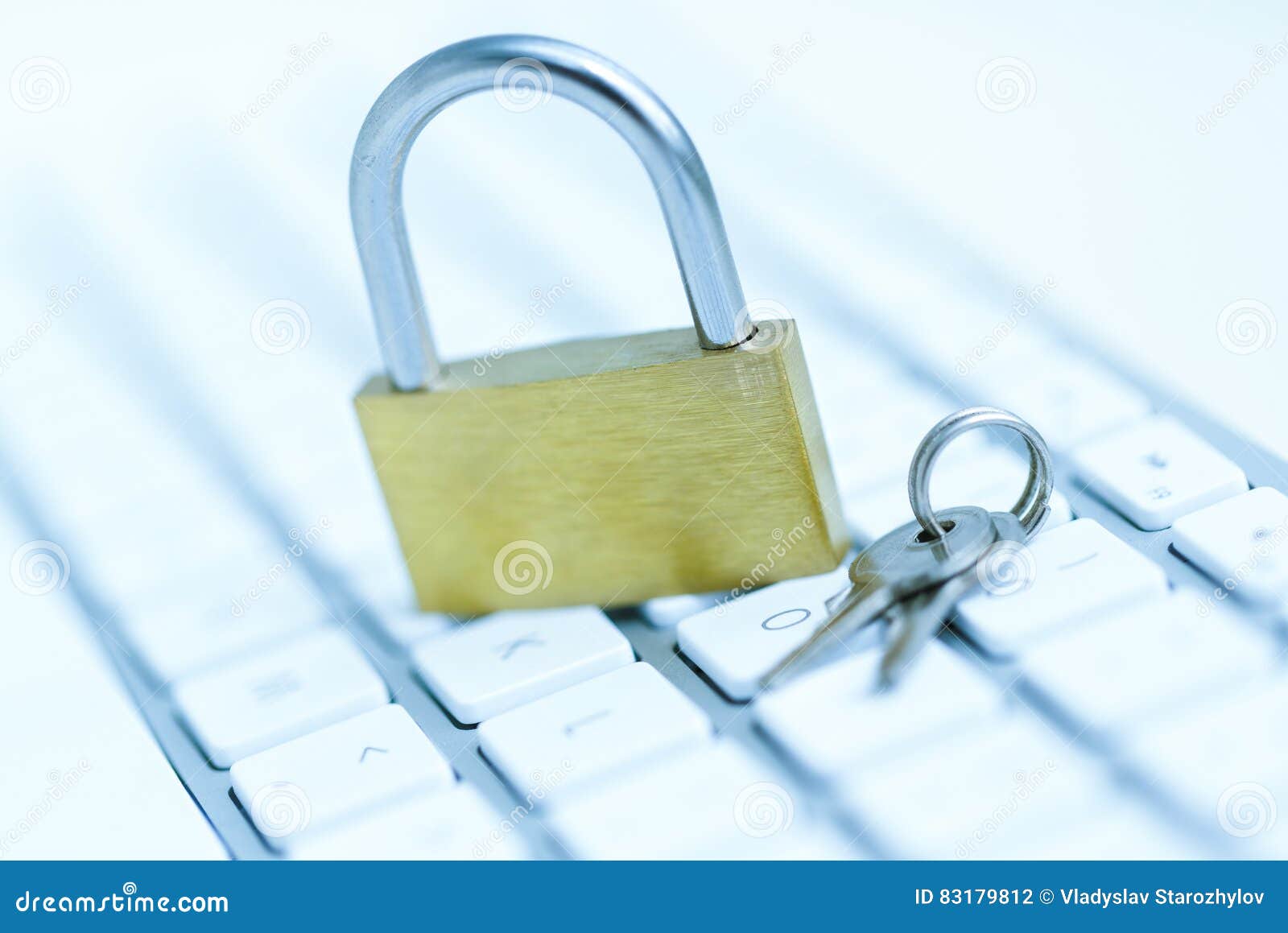Security Lock on White Computer Keyboard Stock Photo - Image of protect ...
