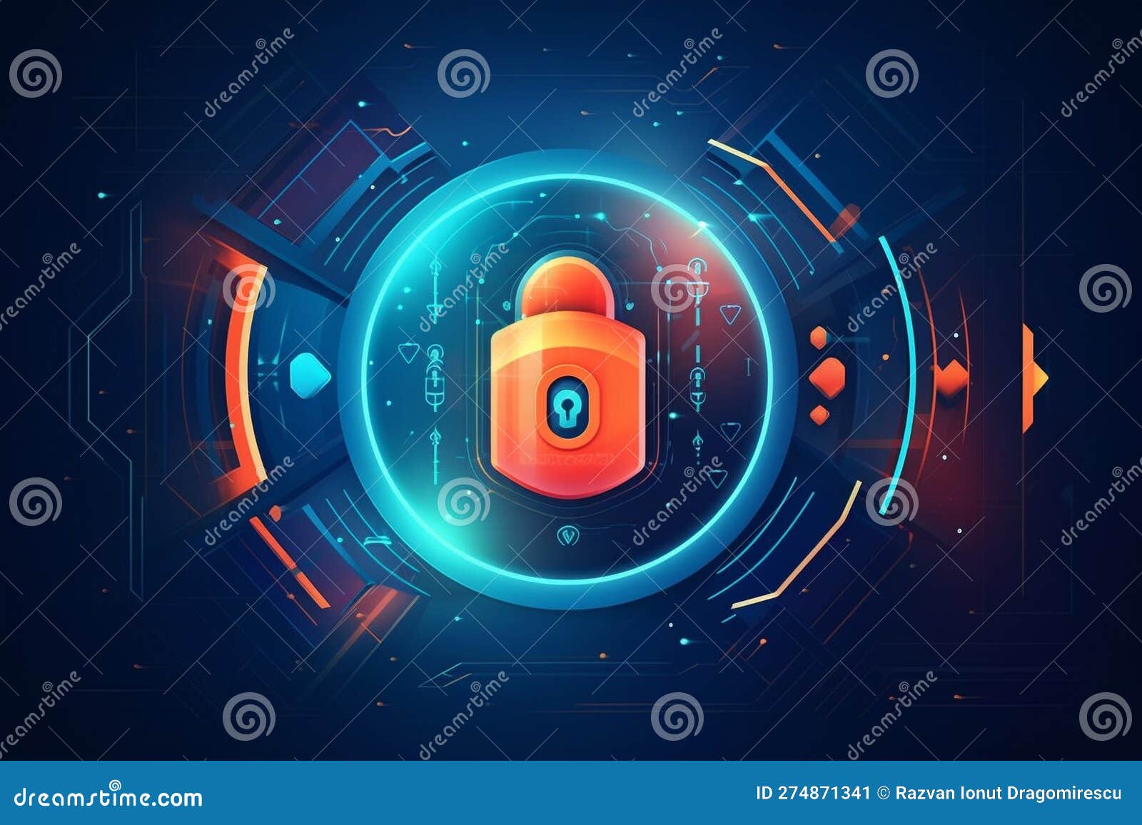 Security Locker Background Design Featuring Orange and Blue Colors in a ...