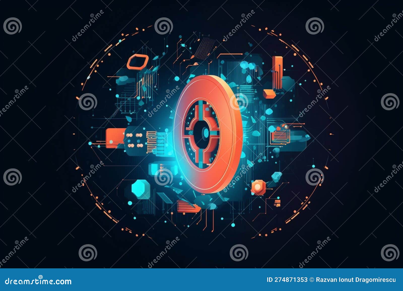 Security Locker Background Design Featuring Orange and Blue Colors in a ...