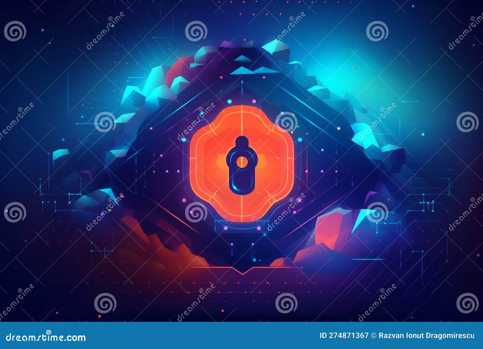 Security Locker Background Design Featuring Orange and Blue Colors in a ...