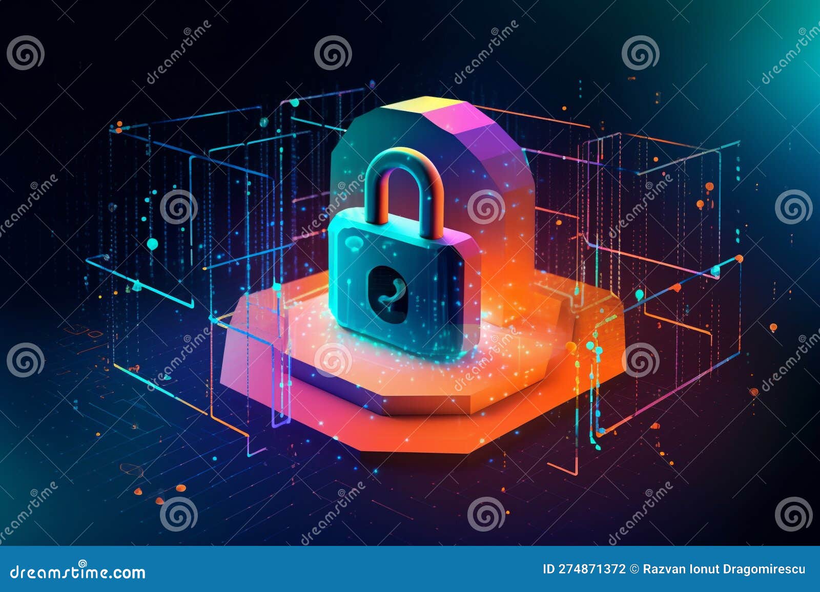 Security Locker Background Design Featuring Orange and Blue Colors in a ...