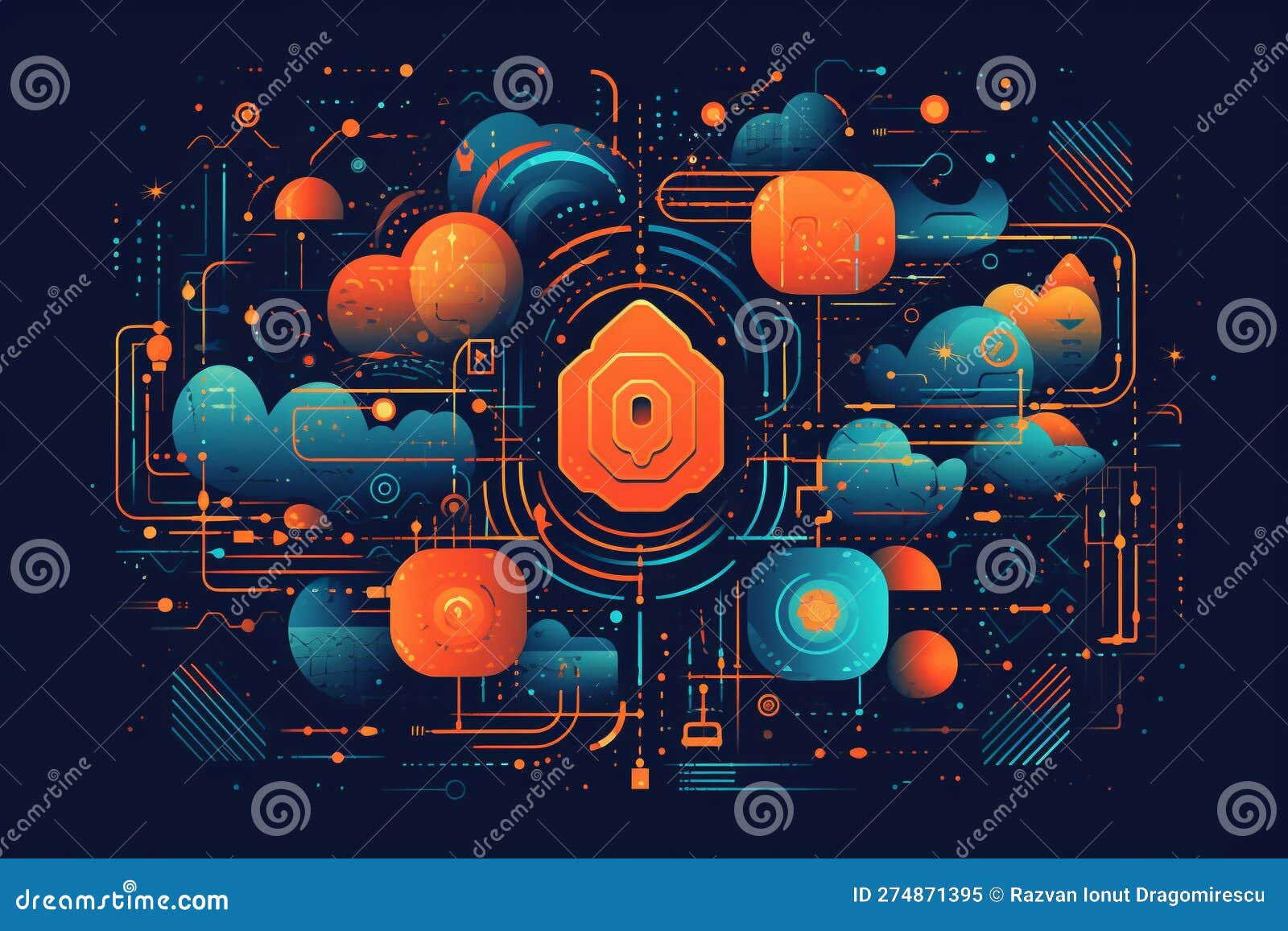 Security Locker Background Design Featuring Orange and Blue Colors in a ...