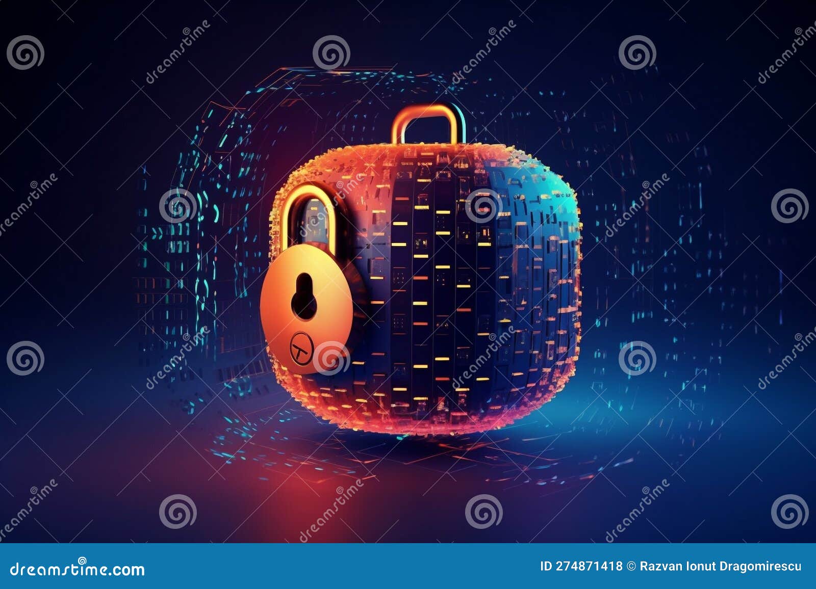 Security Locker Background Design Featuring Orange and Blue Colors in a ...