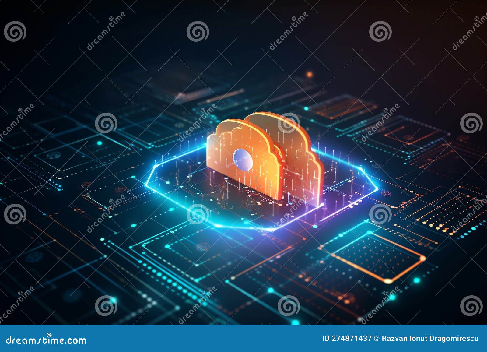 Security Locker Background Design Featuring Orange and Blue Colors in a ...