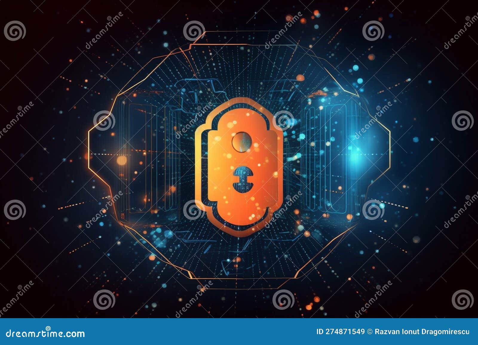 Security Locker Background Design Featuring Orange and Blue Colors in a ...