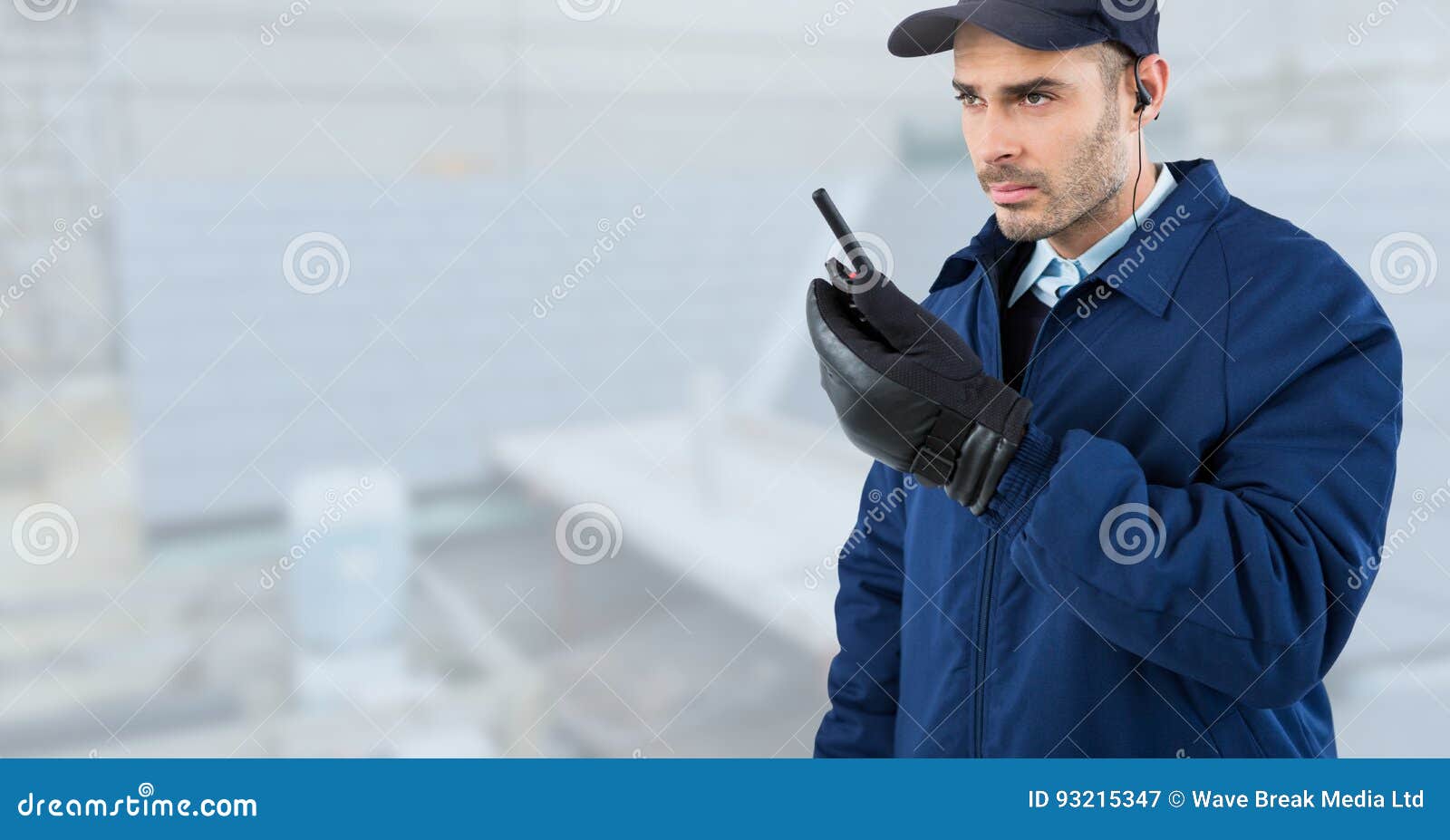 Security Man on Bright Background of Rooftop Building Site Stock Image ...