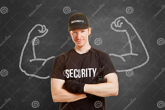 Security Man with Muscles Made of Chalk Stock Photo - Image of biceps ...