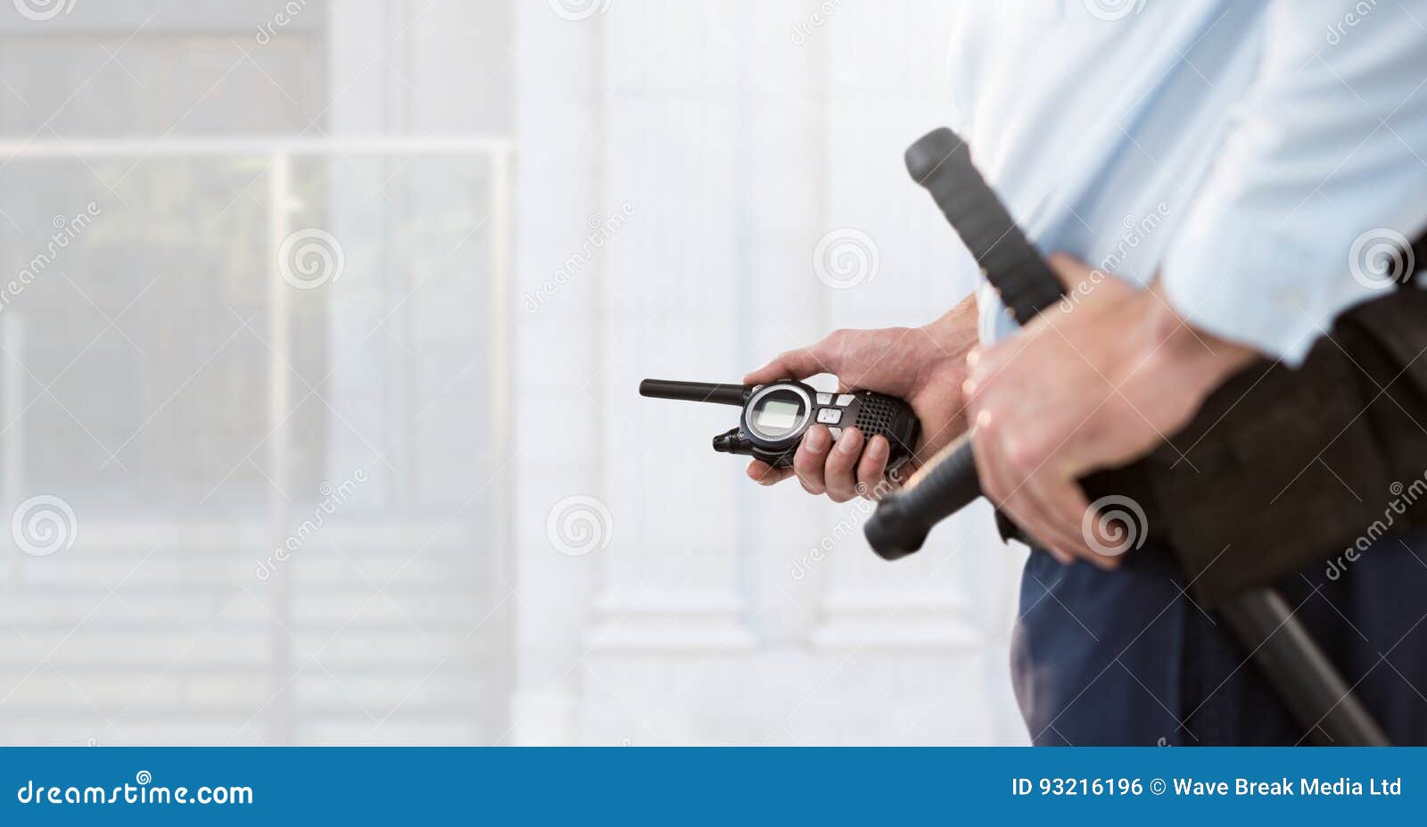Security Man Outside Bright Background Door Stock Photo - Image of ...