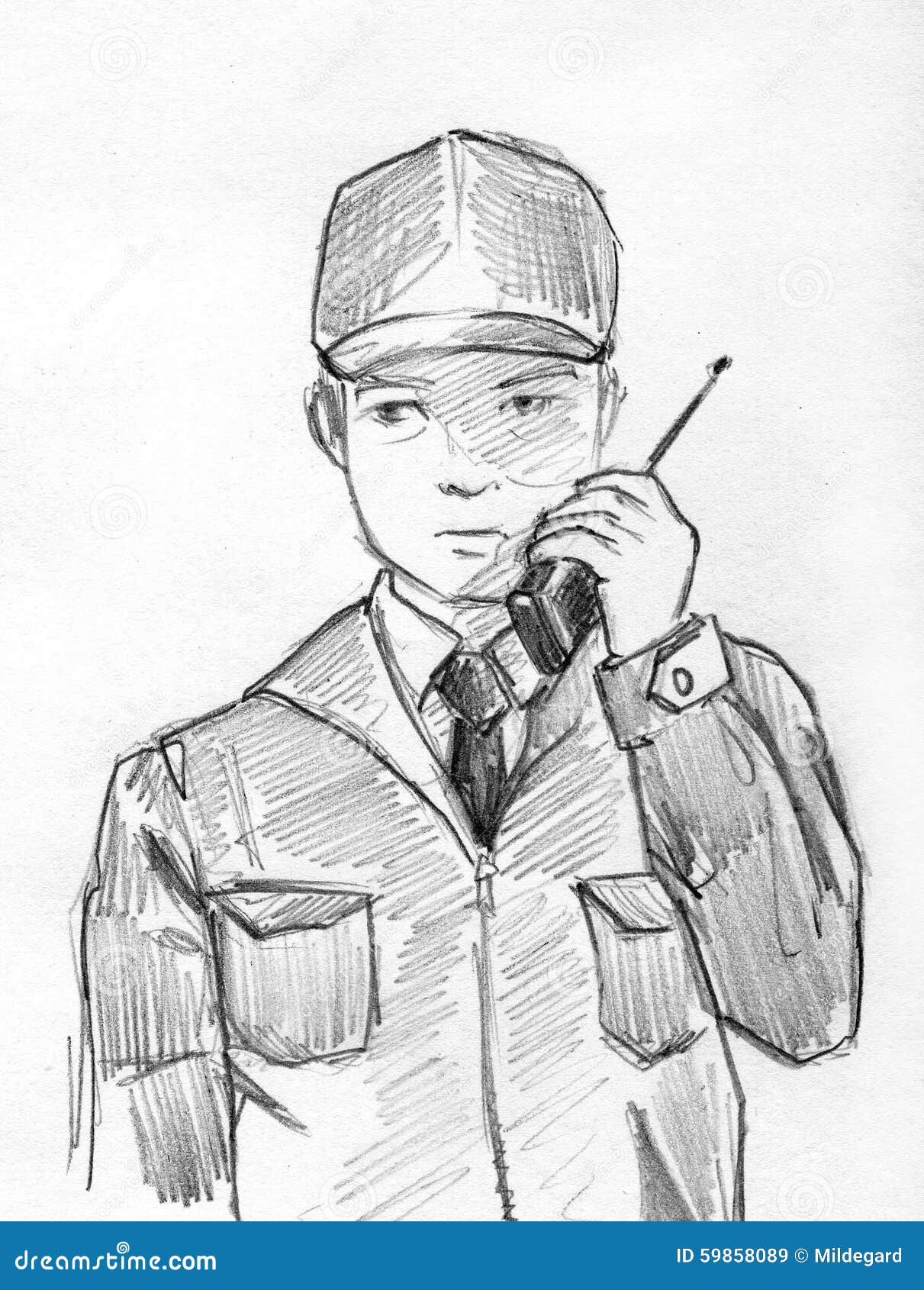Security man pencil sketch stock illustration. Illustration of pencil ...