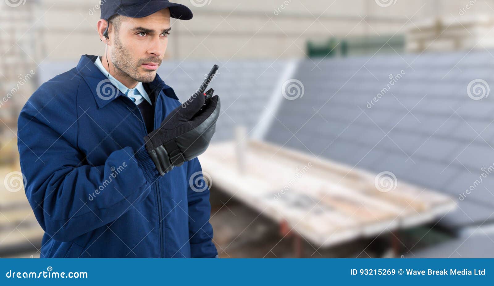 Security Man On Rooftop Building Site Stock Image - Image of flare ...