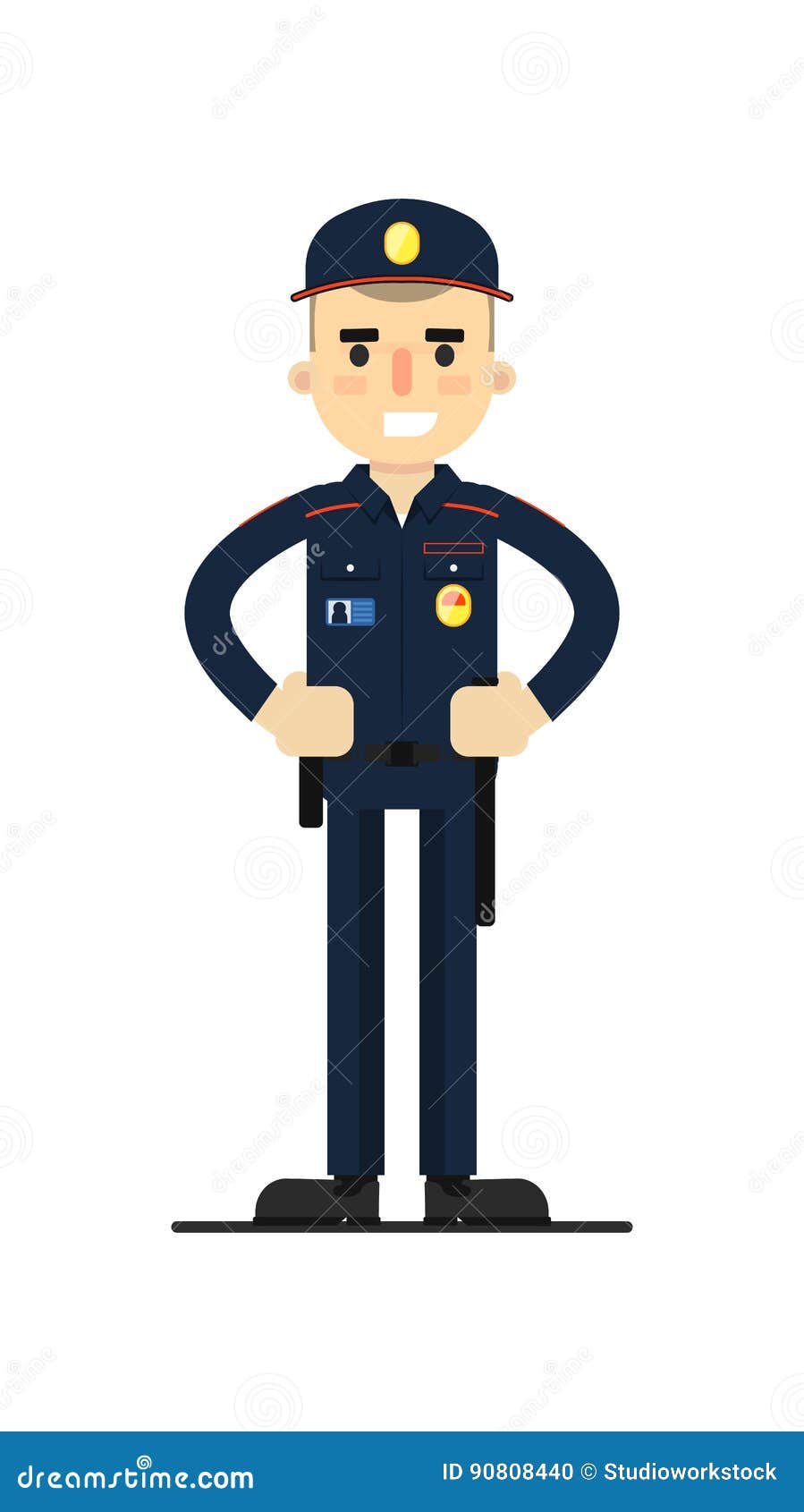 Security Man in Uniform Vector Illustration Stock Vector - Illustration ...