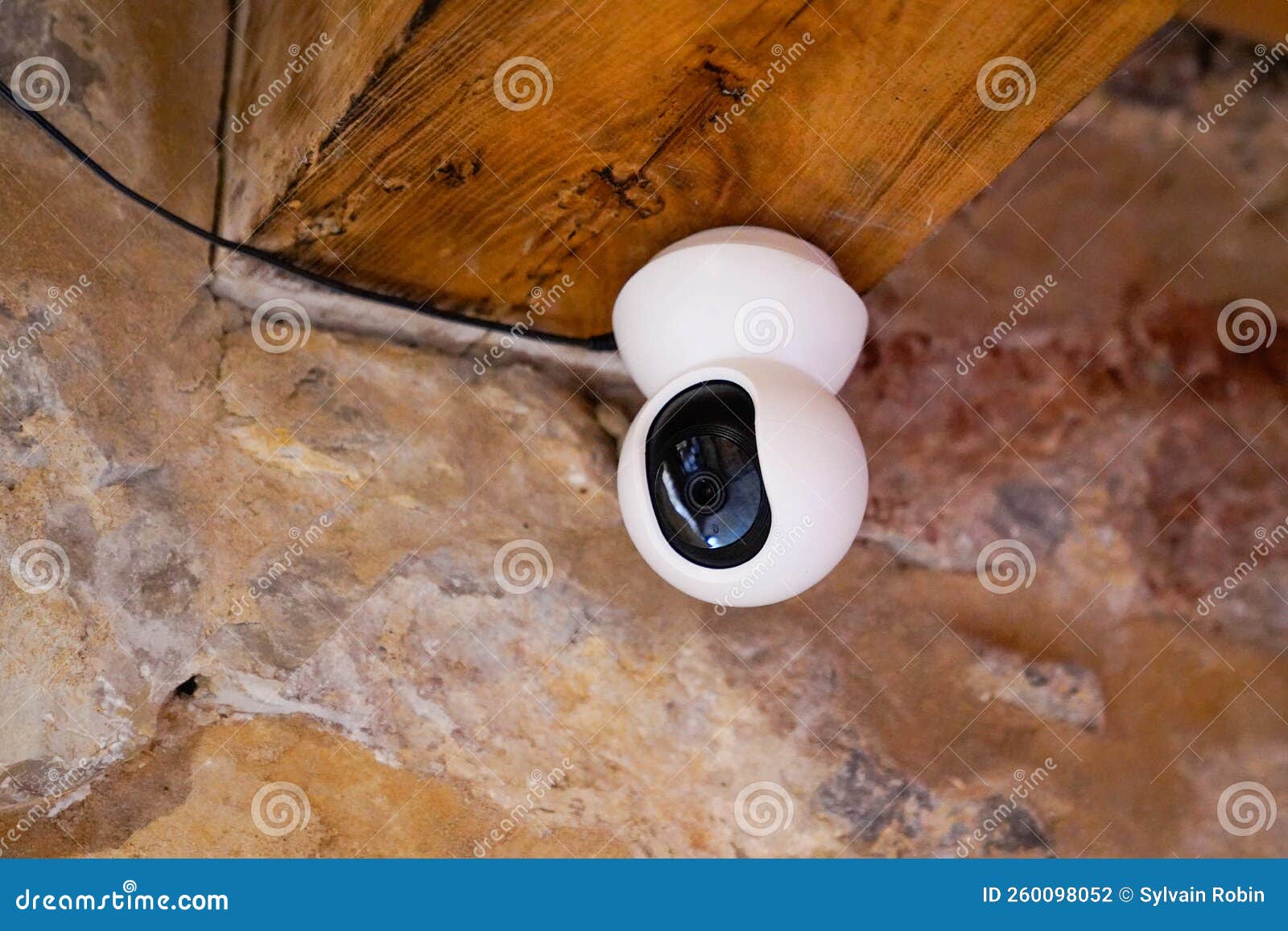 Security Modern White Round Camera Cctv on Facade Wall Building Stock ...