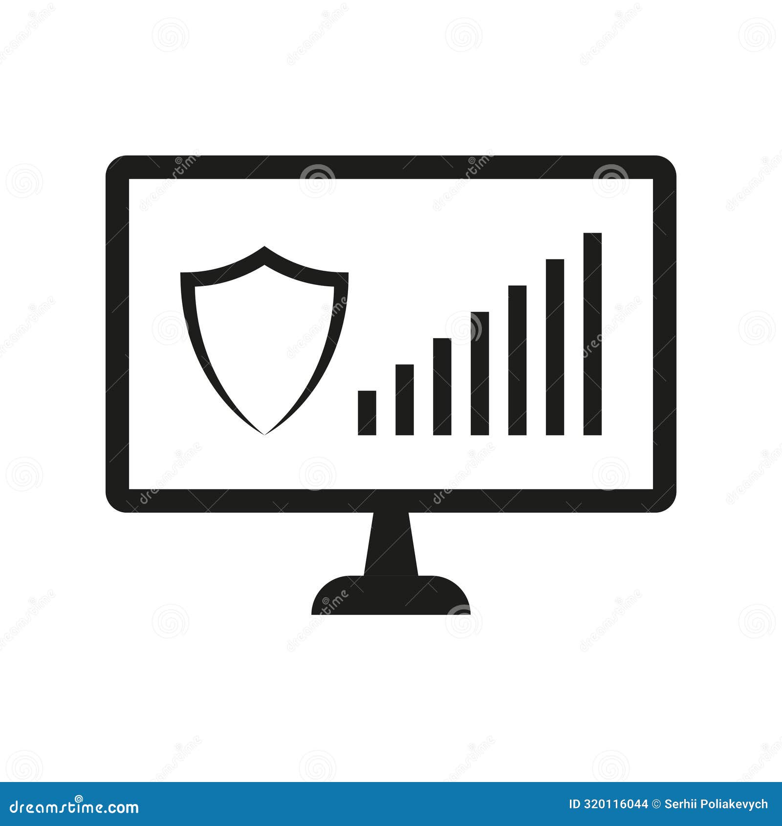 Security Monitor Icon. Vector Data Protection. Bar Graph Screen ...