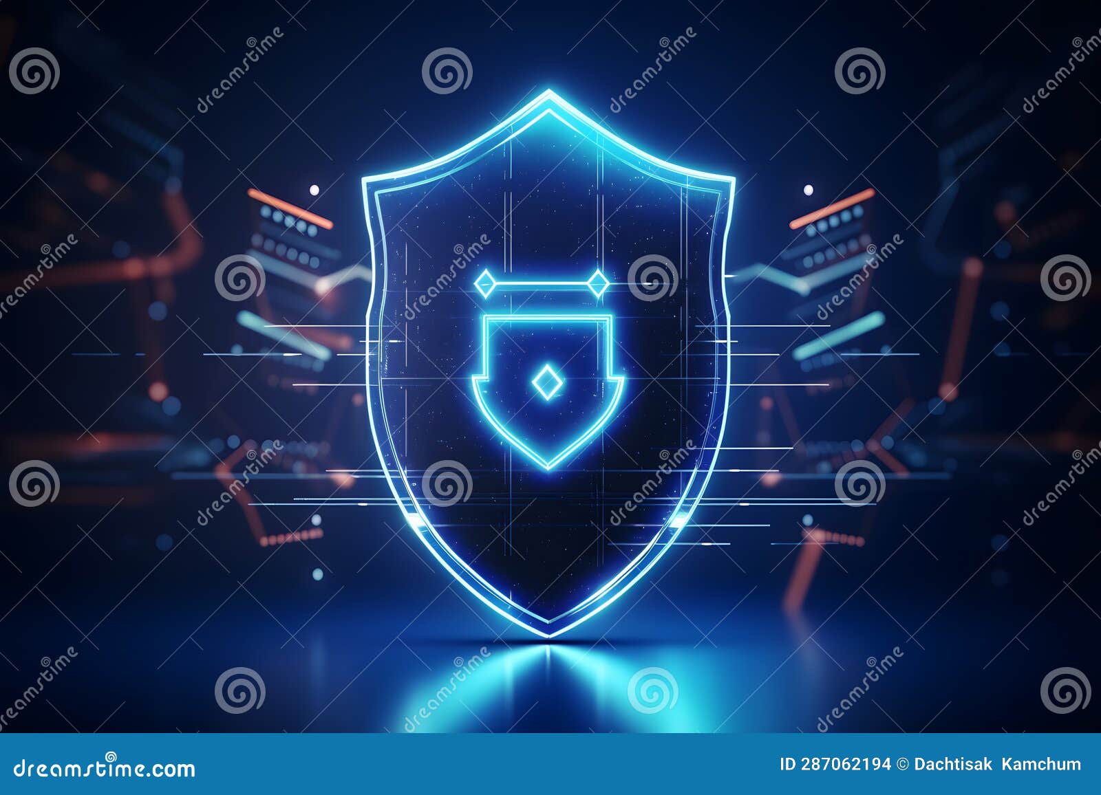 Security Net and Data with Digital Shield Symbol Covered Ai Generated Stock Illustration ...