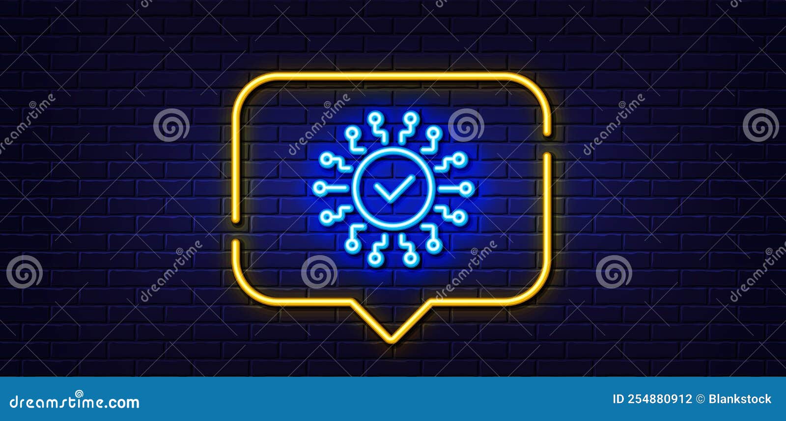 Security Network Line Icon. Cyber Defence Sign. Neon Light Speech ...