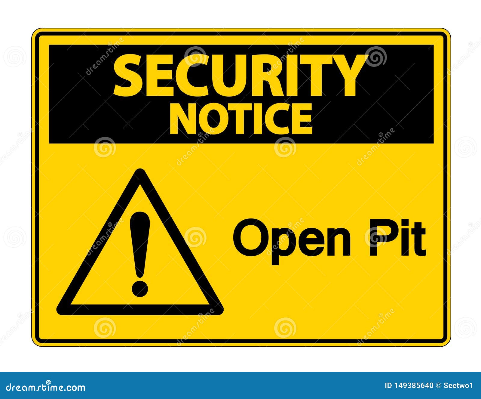 Security Notice Open Pit Symbol Sign on White Background,Vector ...