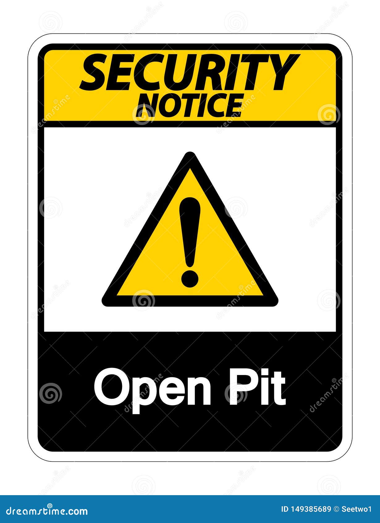 Security Notice Open Pit Symbol Sign on White Background,Vector ...
