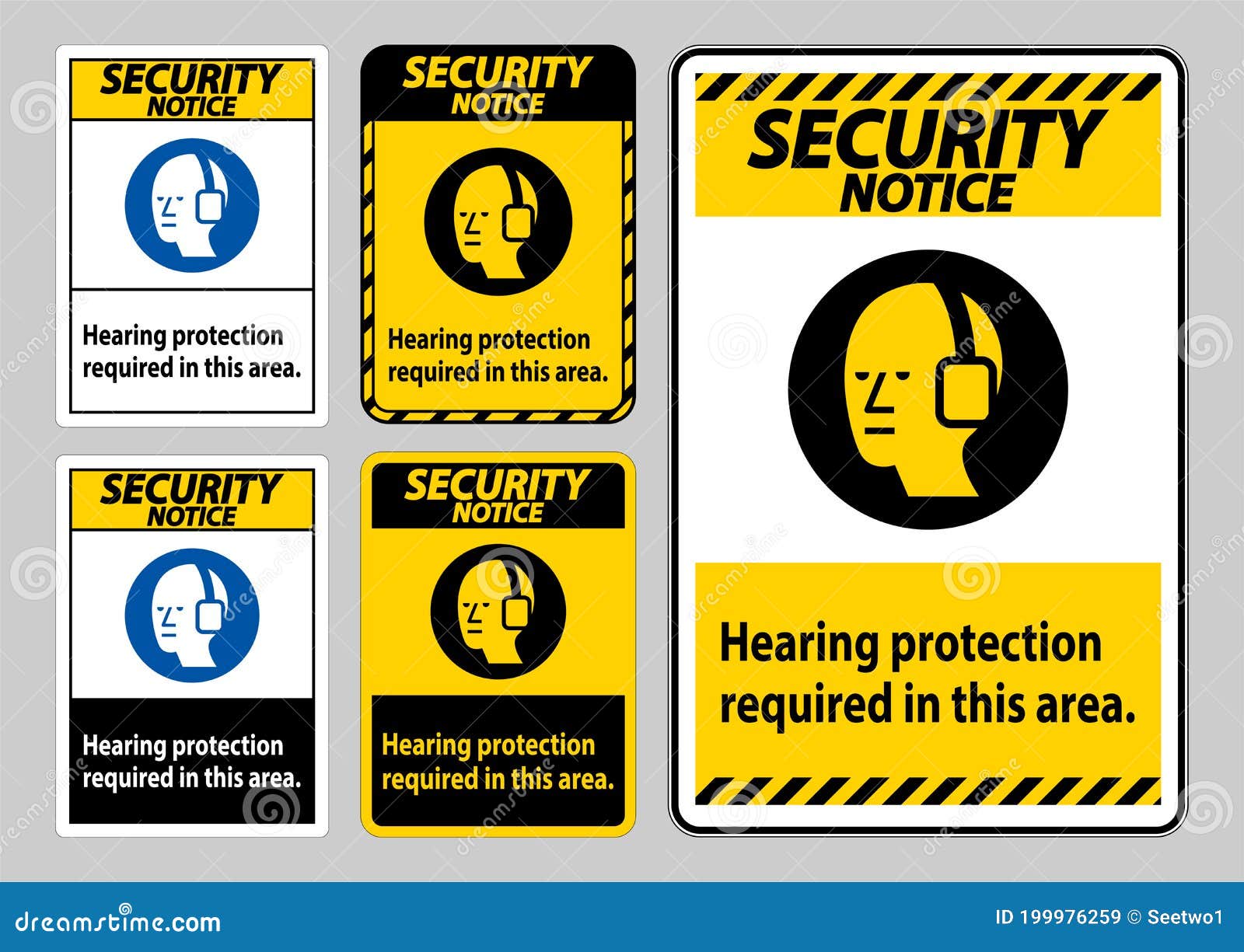 Security Notice PPE Sign Hearing Protection Required in this Area with ...
