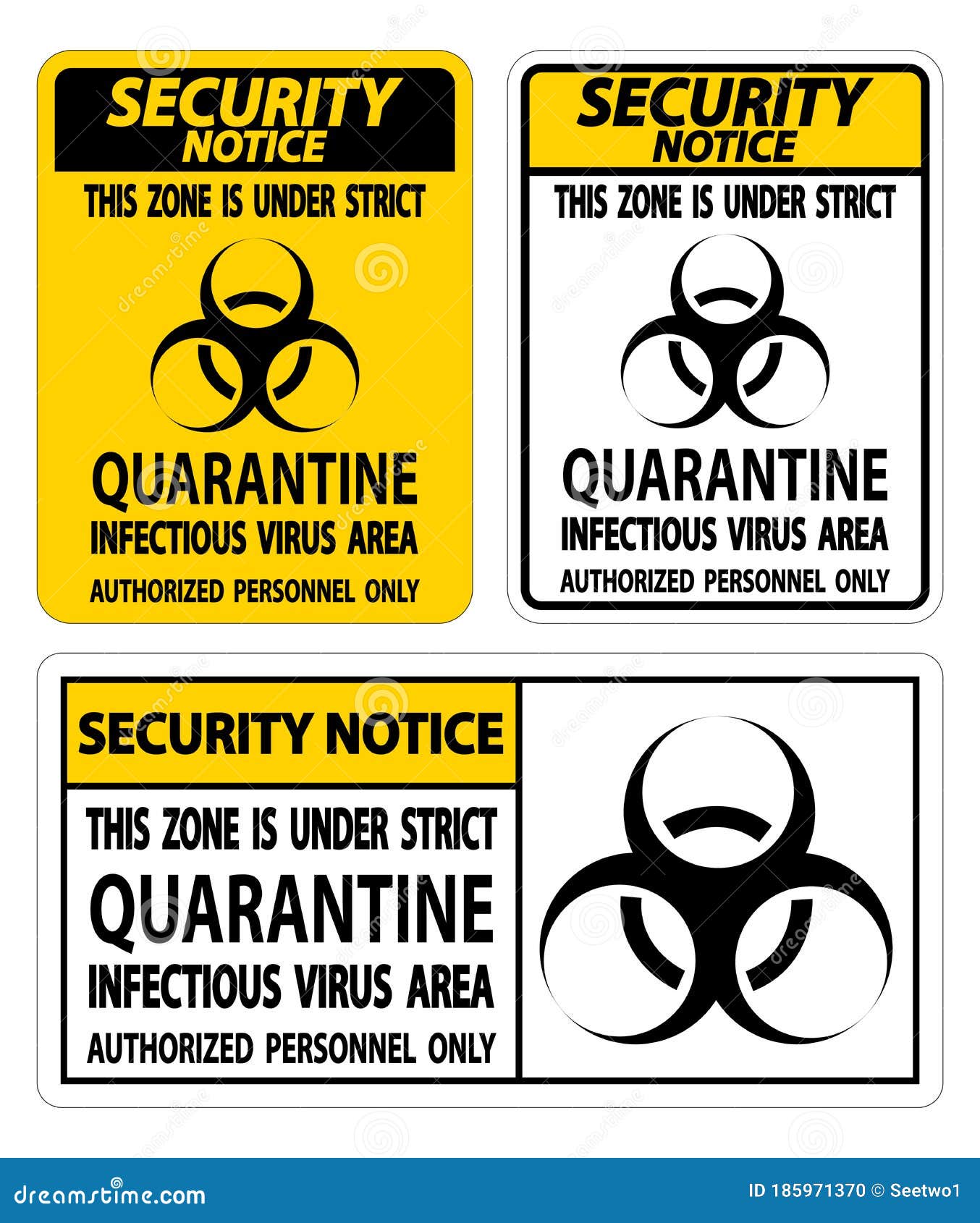 Security Notice Quarantine Infectious Virus Area Sign Isolate on White ...