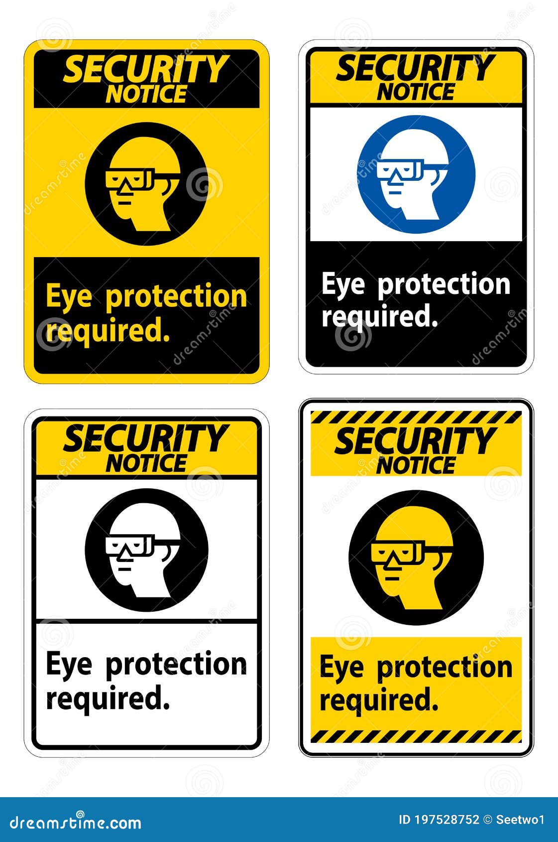 Security Notice Sign Eye Protection Required Symbol Isolate on White ...