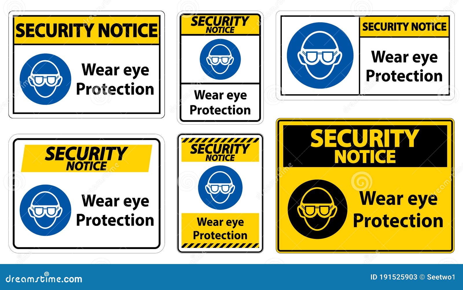 Security Notice Wear Eye Protection on White Background Stock Vector ...