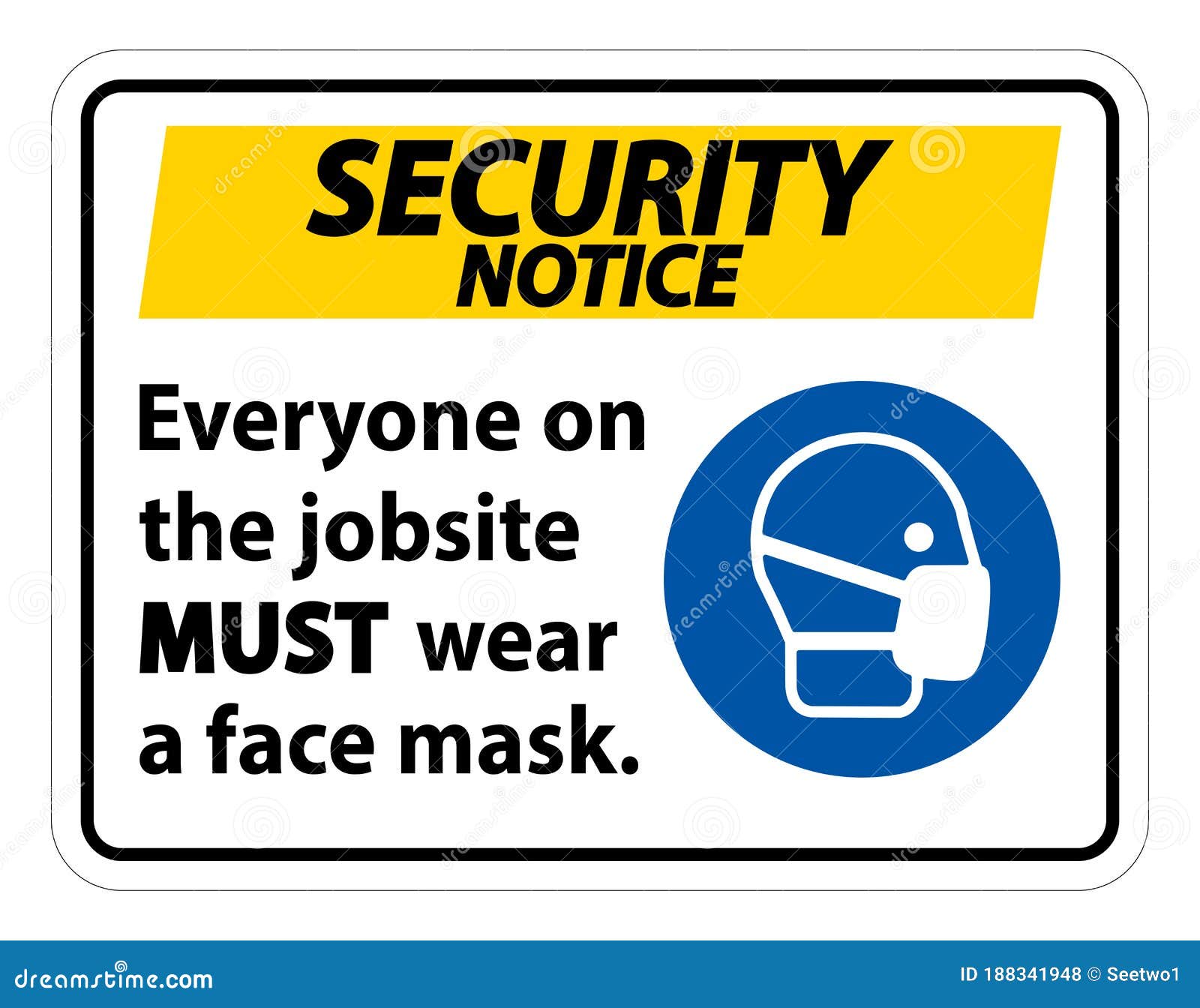 Security Notice Wear a Face Mask Sign Isolate on White Background Stock ...