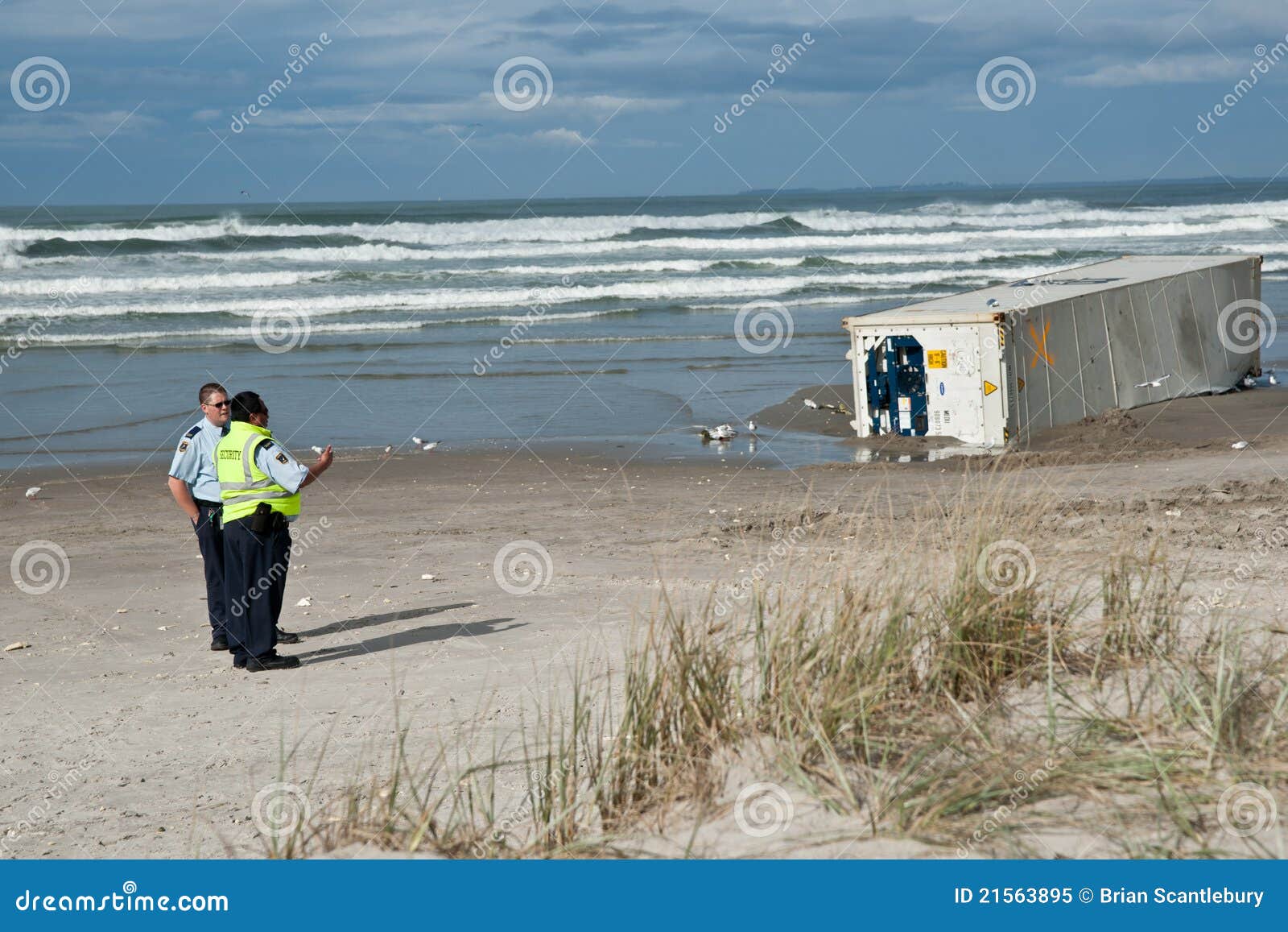 Security Officer on Beach To after Rena D Editorial Image - Image of ...