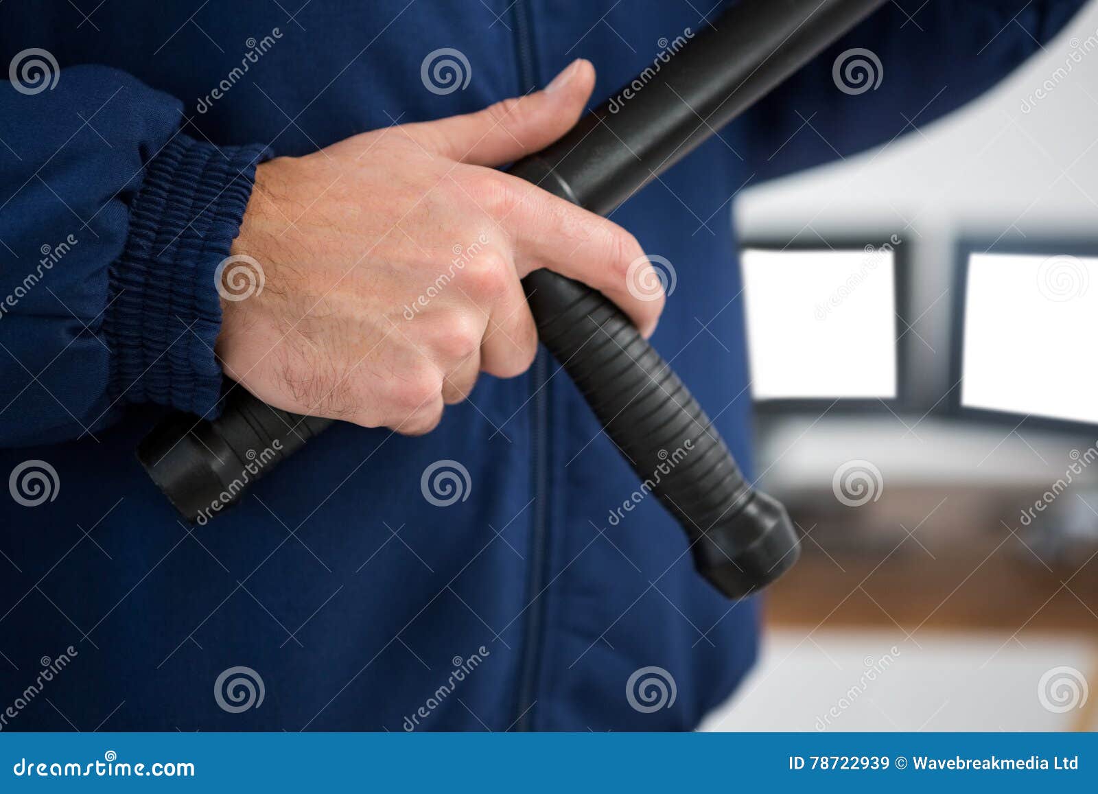 Security Officer Holding a Baton Stock Image - Image of protest ...