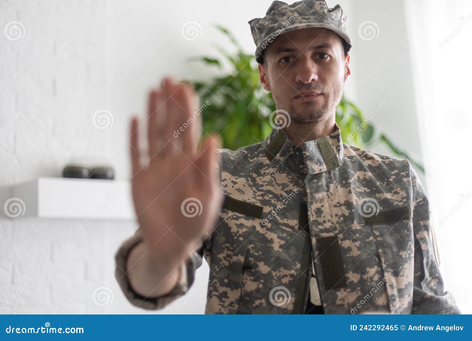 Security Officer Making the Stop Sign. Military Stock Image - Image of ...