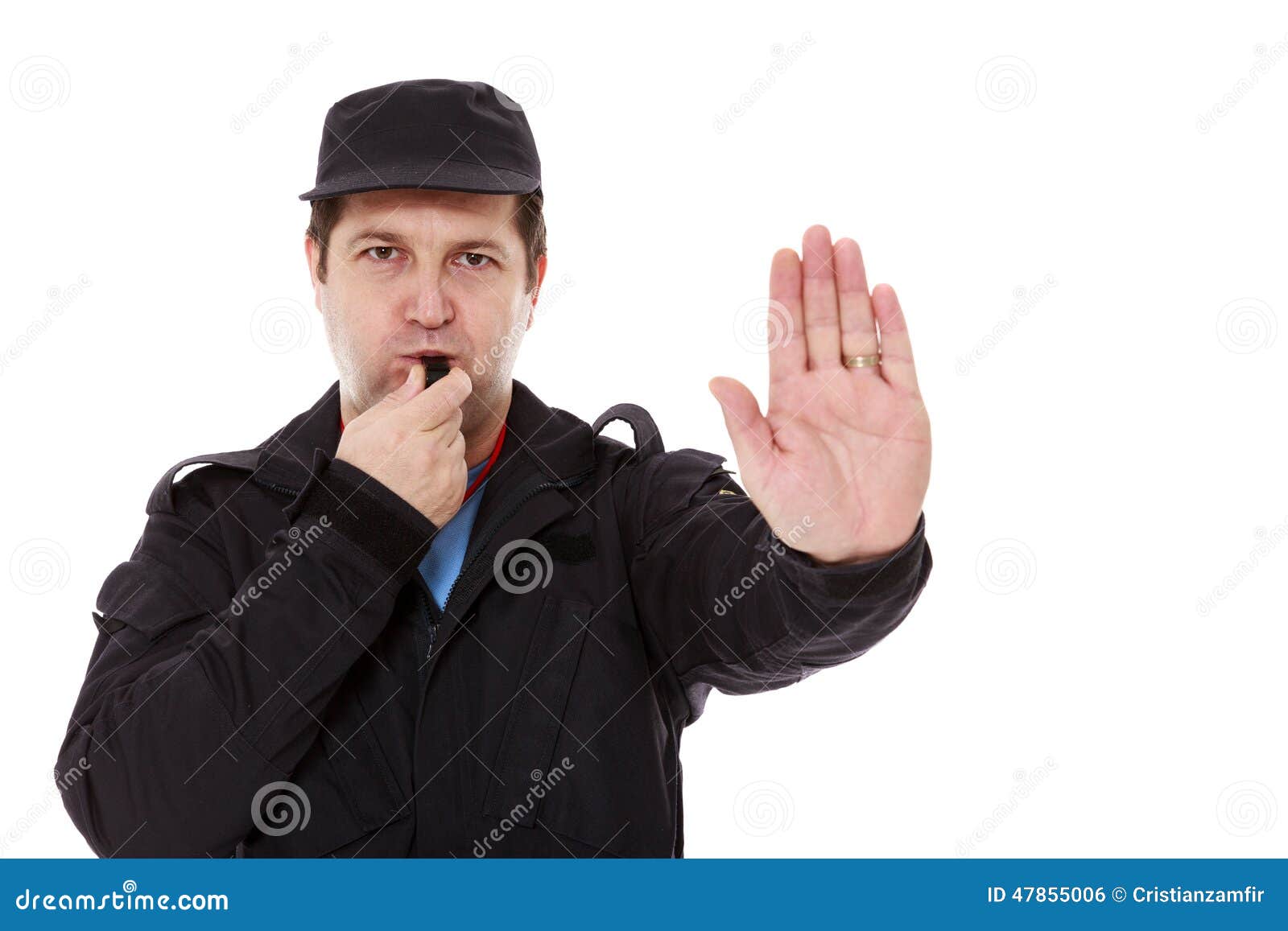 Security Officer Making the Stop Sign Stock Photo - Image of adult ...