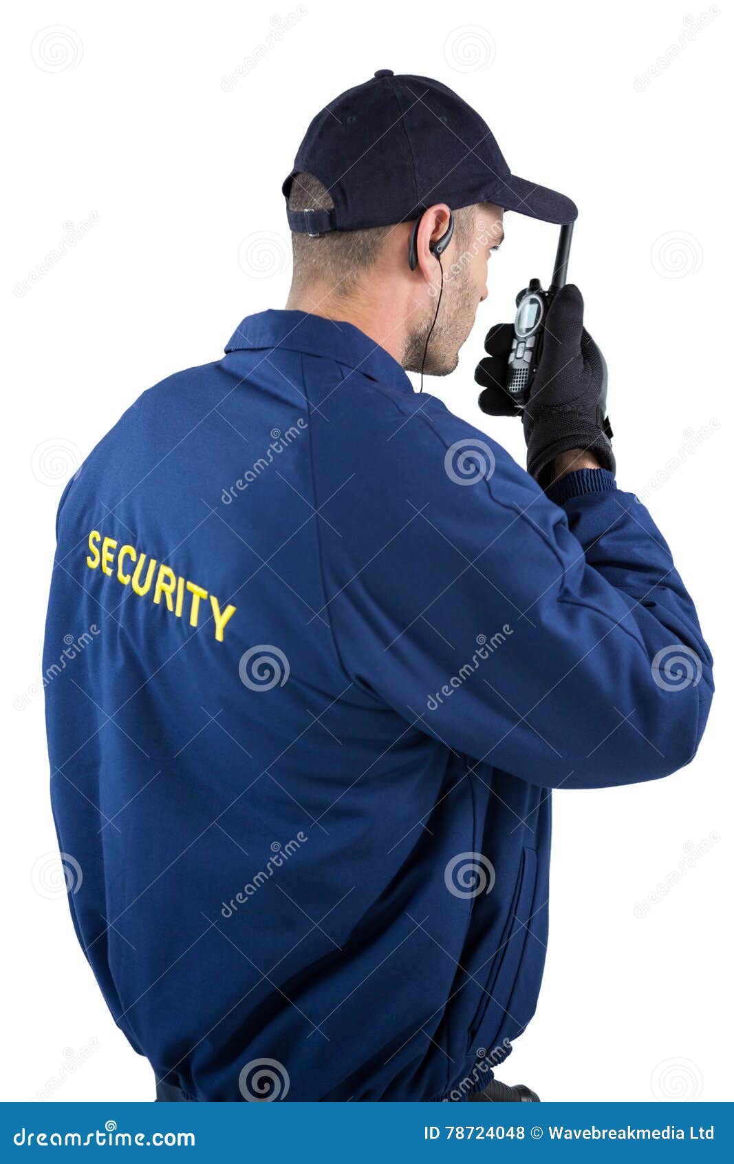 Security Officer Talking on Walkie-talkie Stock Photo - Image of ...