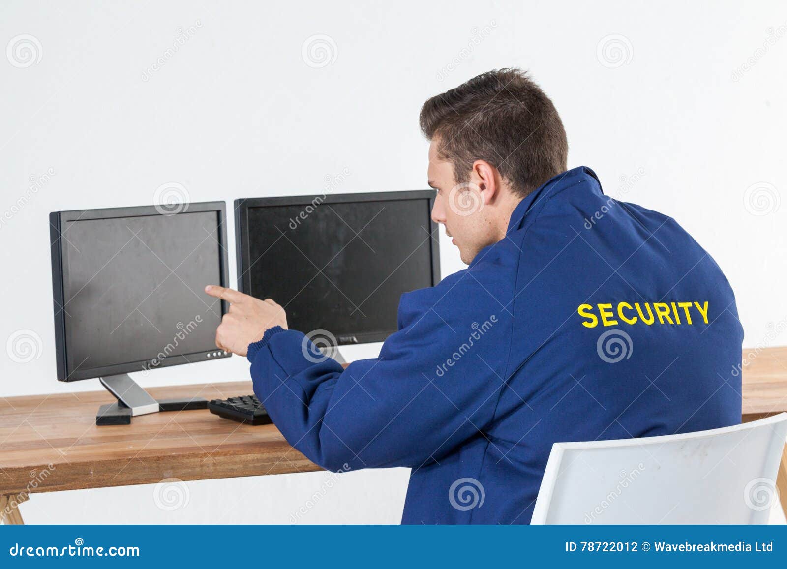 Security Officer Using Computer Stock Photo - Image of shot, electronic ...