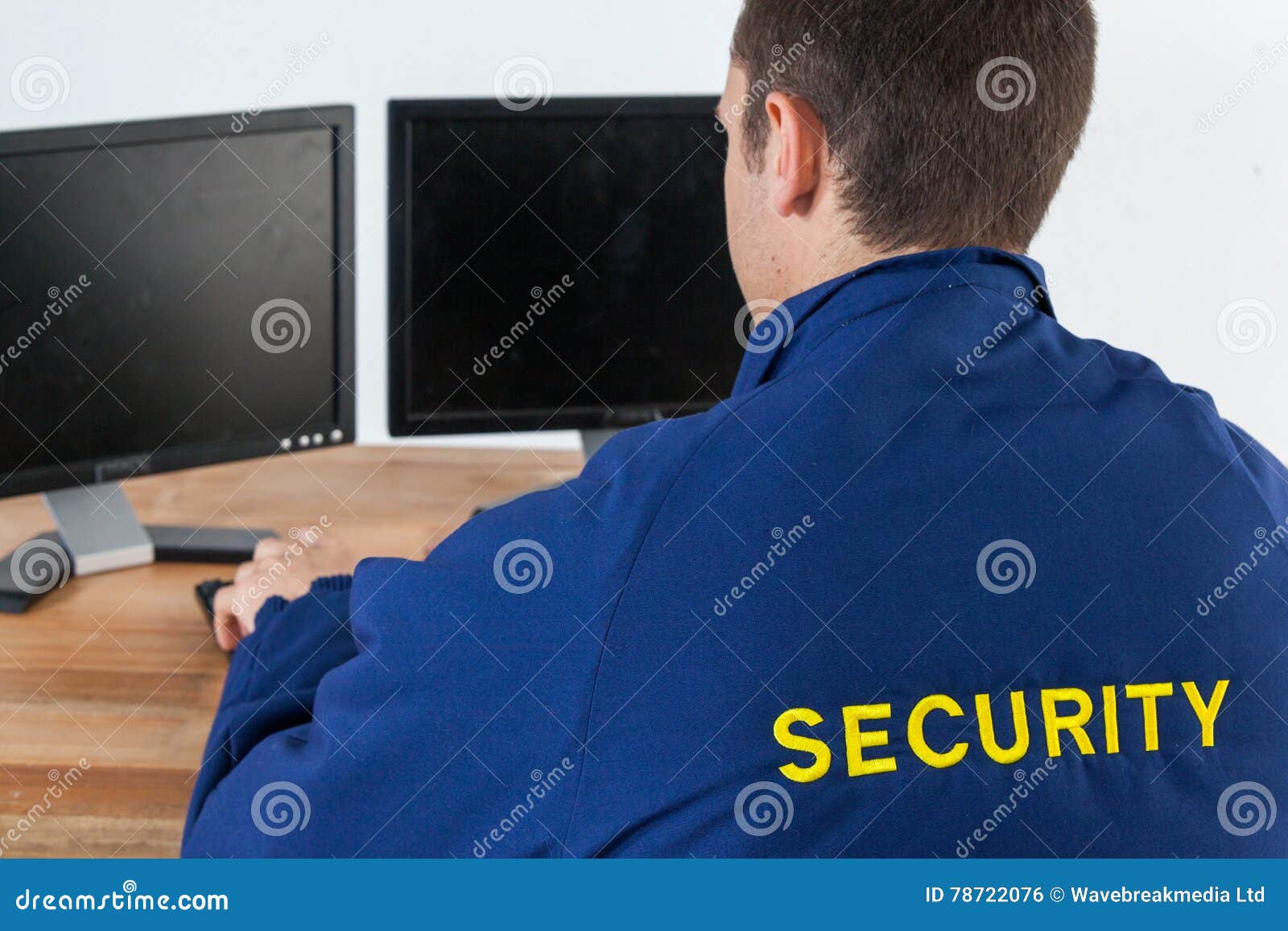 Security Officer Using Computer Stock Photo - Image of service ...