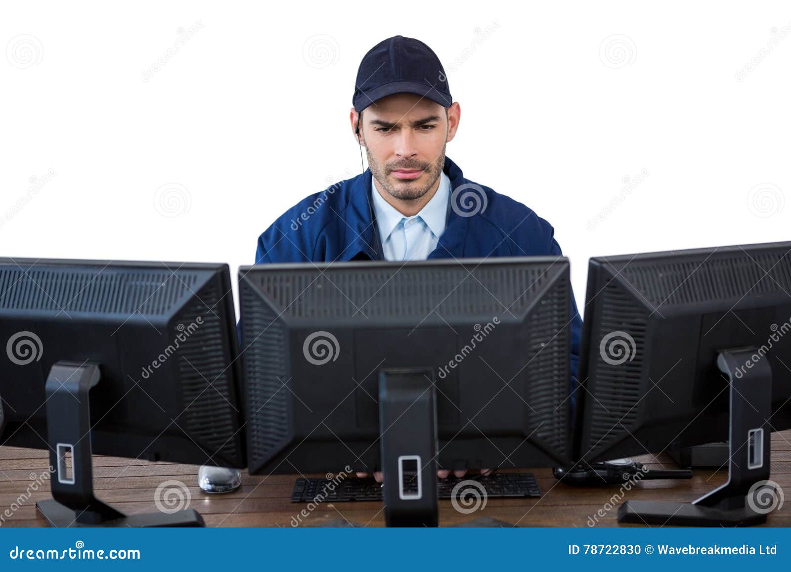 Security Officer Using Computer Stock Photo - Image of service ...
