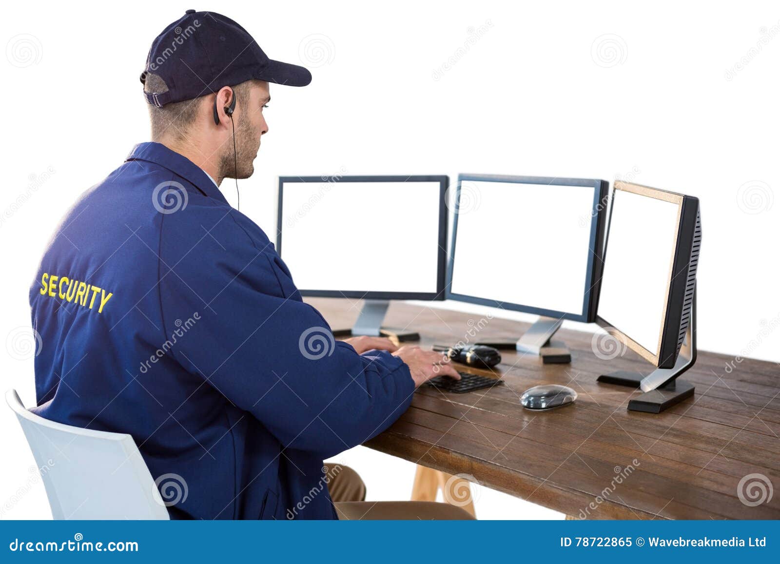 Security Officer Using Computer Stock Image - Image of assistance ...