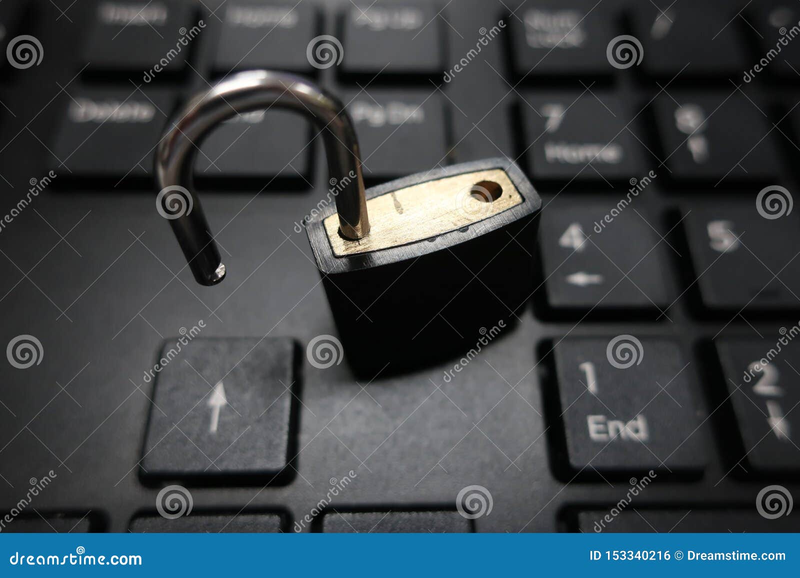 Security Opened Cadena on a Black Computer Keyboard Stock Photo - Image ...