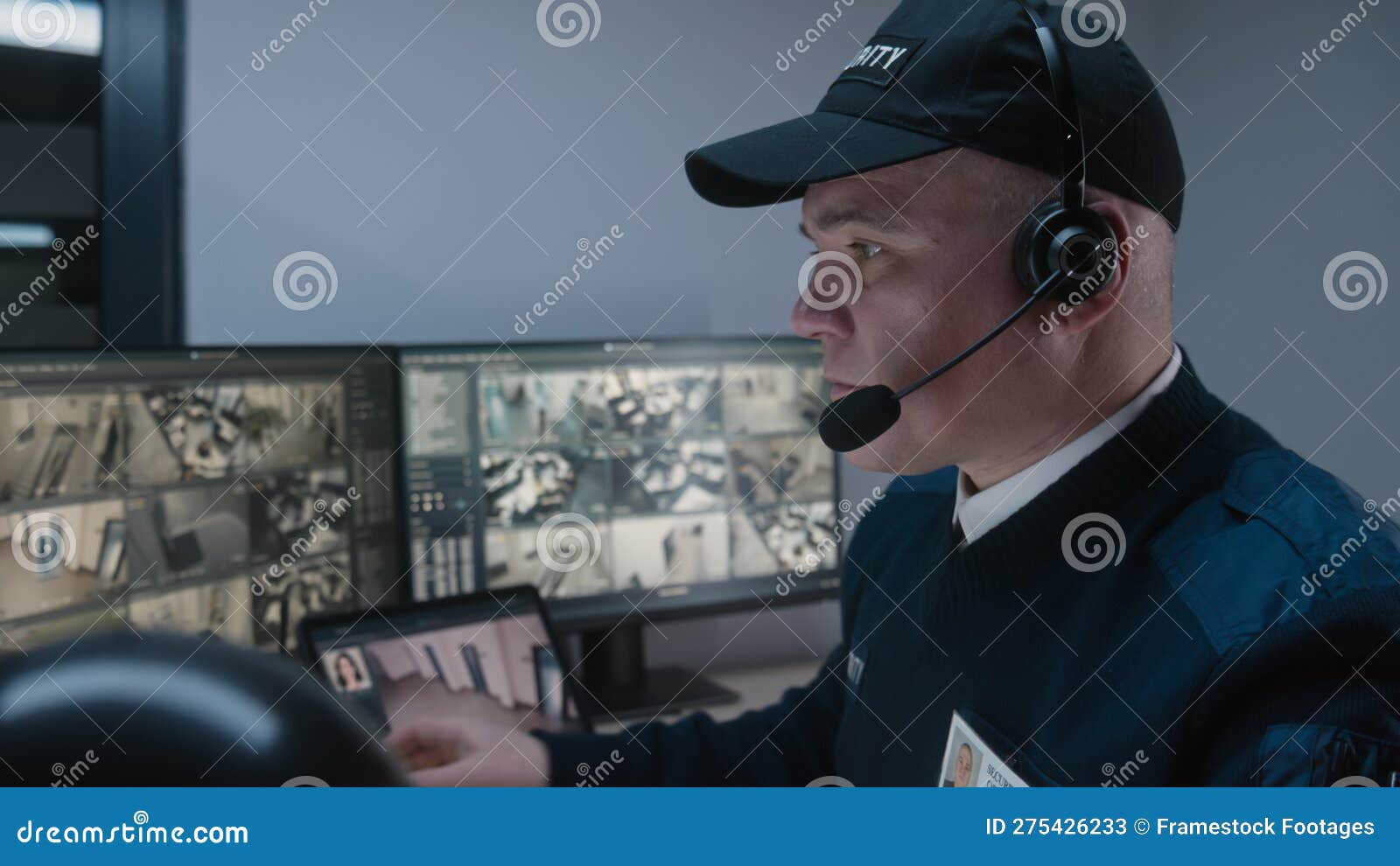 Security Operator Monitoring CCTV Cameras Stock Image - Image of ...