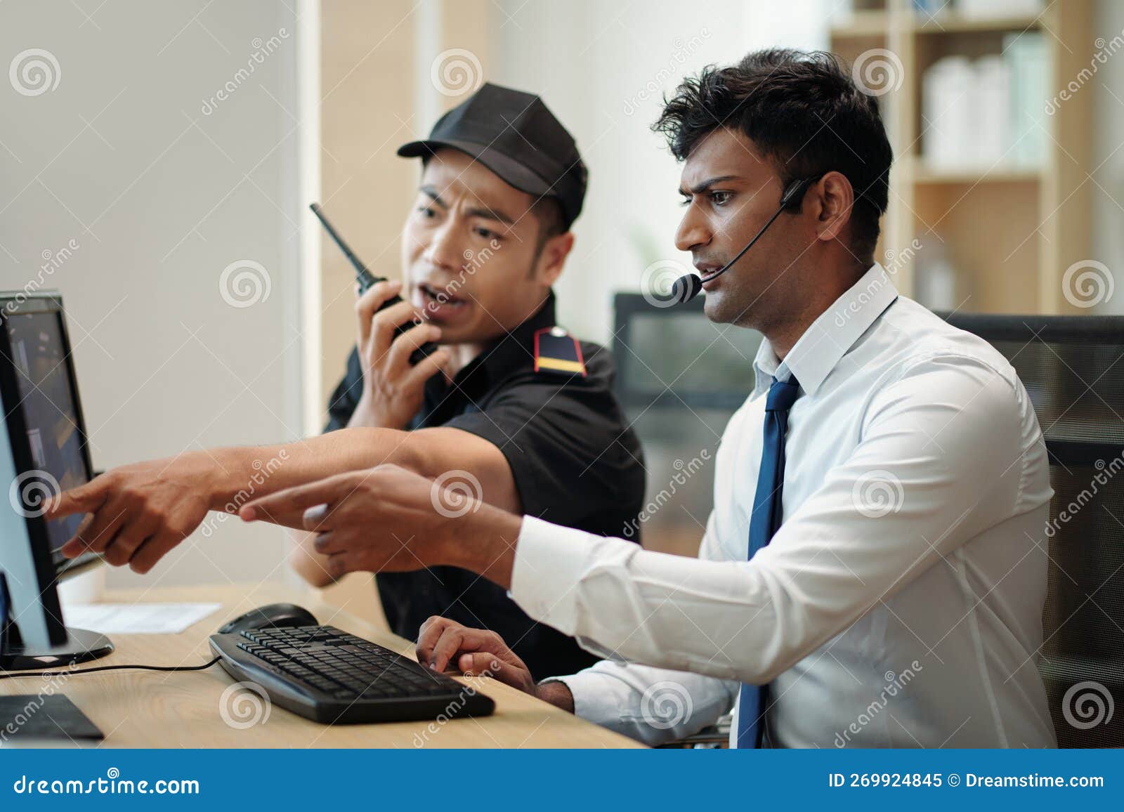 Security Operators at Office Desk Stock Image - Image of assistance ...