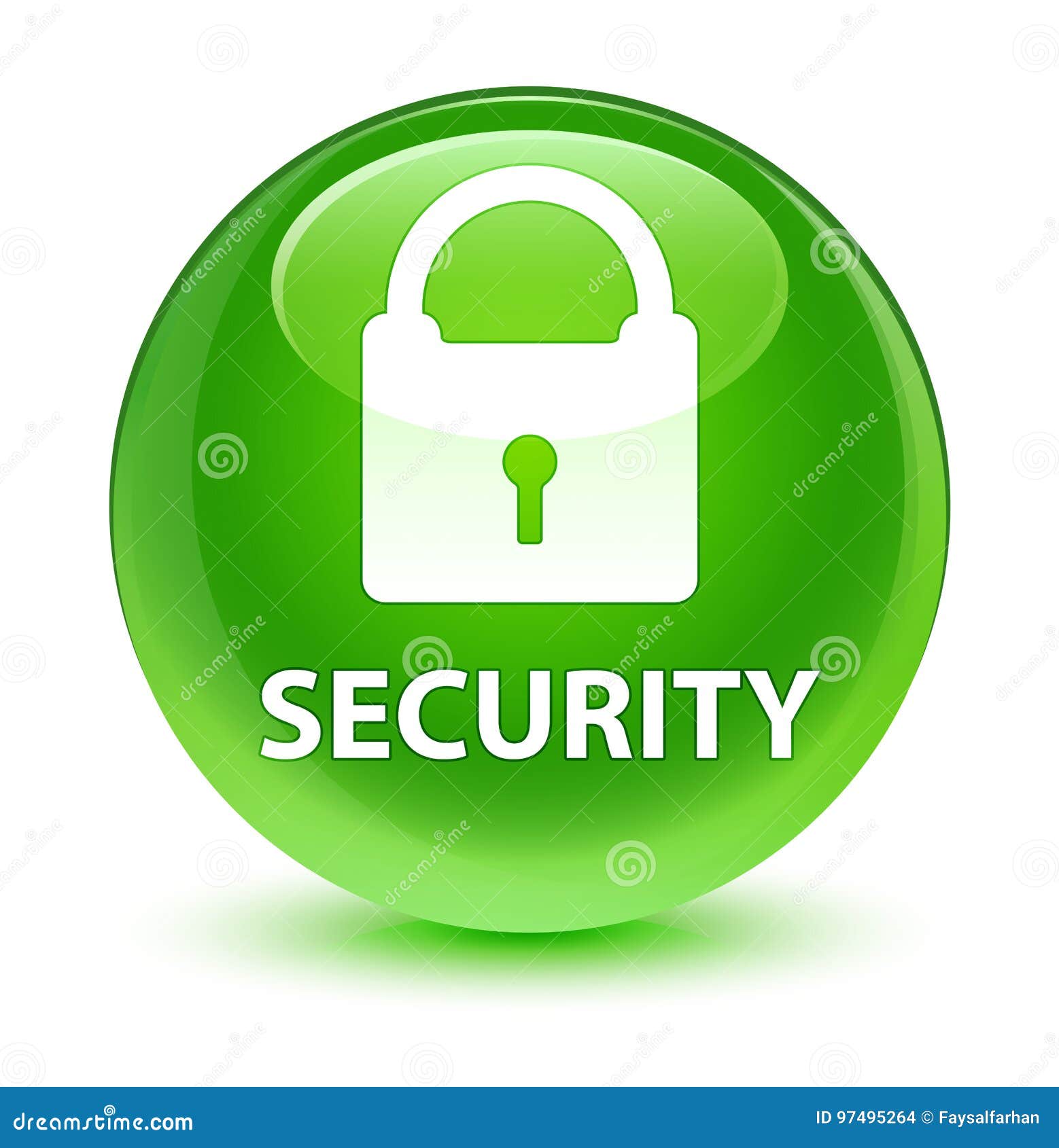 Security (padlock Icon) Glassy Green Round Button Stock Illustration ...