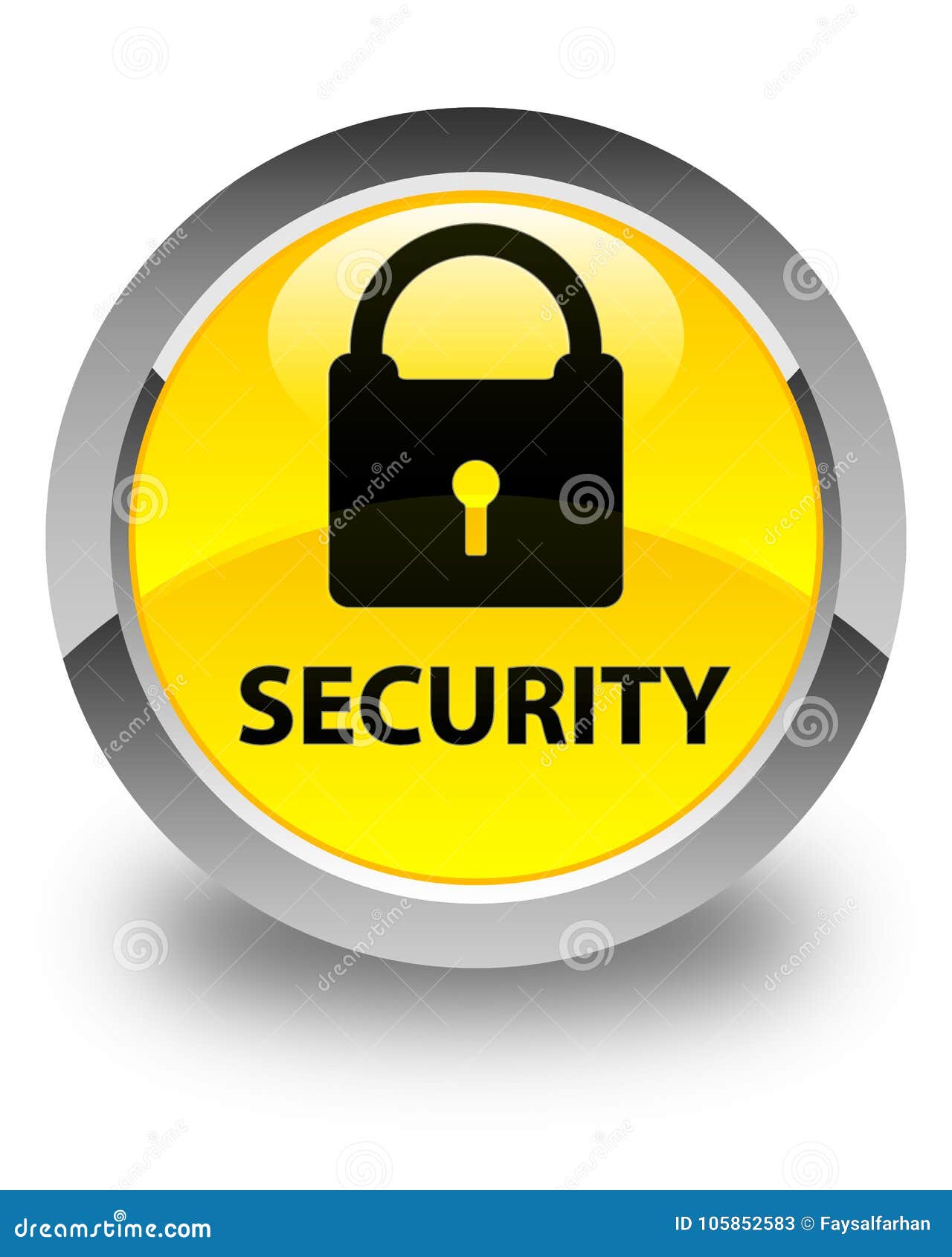Security (padlock Icon) Glossy Yellow Round Button Stock Illustration ...