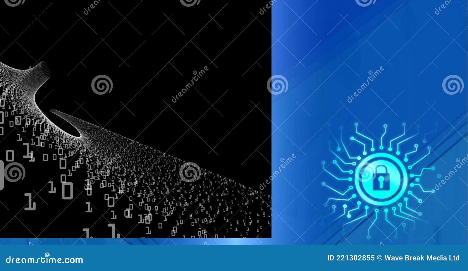 Security Padlock Icon Over Binary Coding Data Processing Against Blue Technology Background