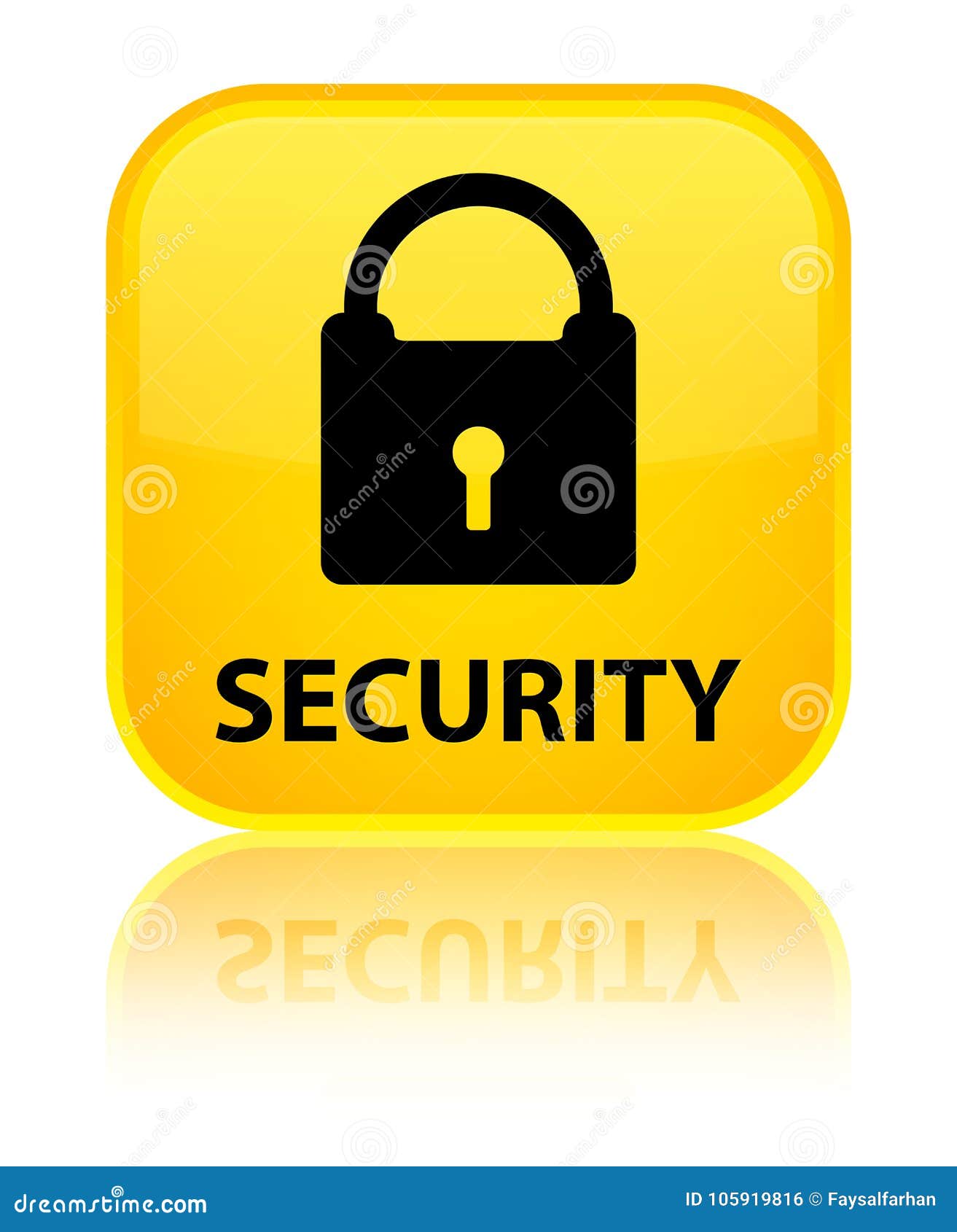 Security (padlock Icon) Special Yellow Square Button Stock Illustration ...