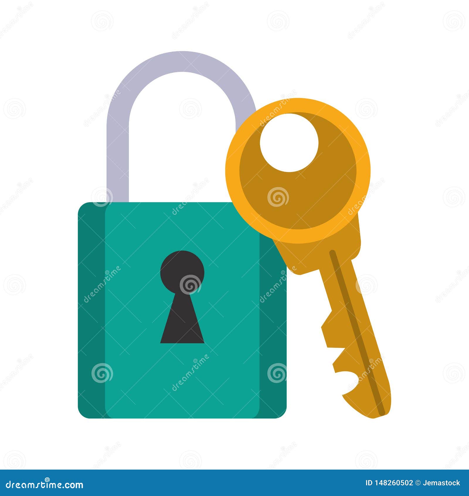 Security Padlock and Key Symbols Vector Illustration Stock Vector ...