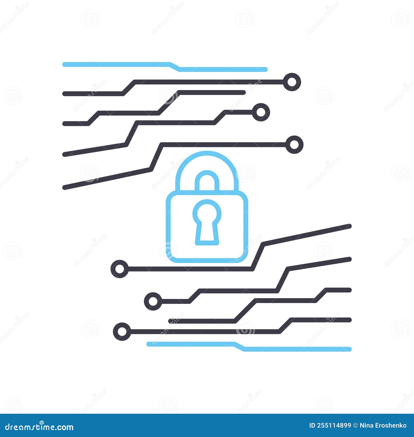 Security Padlock Line Icon, Outline Symbol, Vector Illustration ...