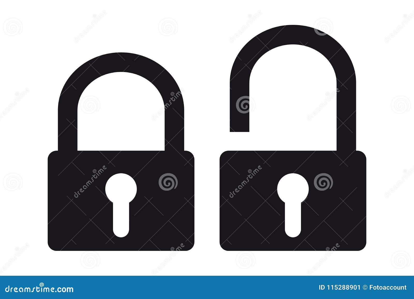 Security Padlock - Locked and Unlocked Icons - Vector Illustration ... Security Padlock - Locked and Unlocked Icons - Vector Illustration ...