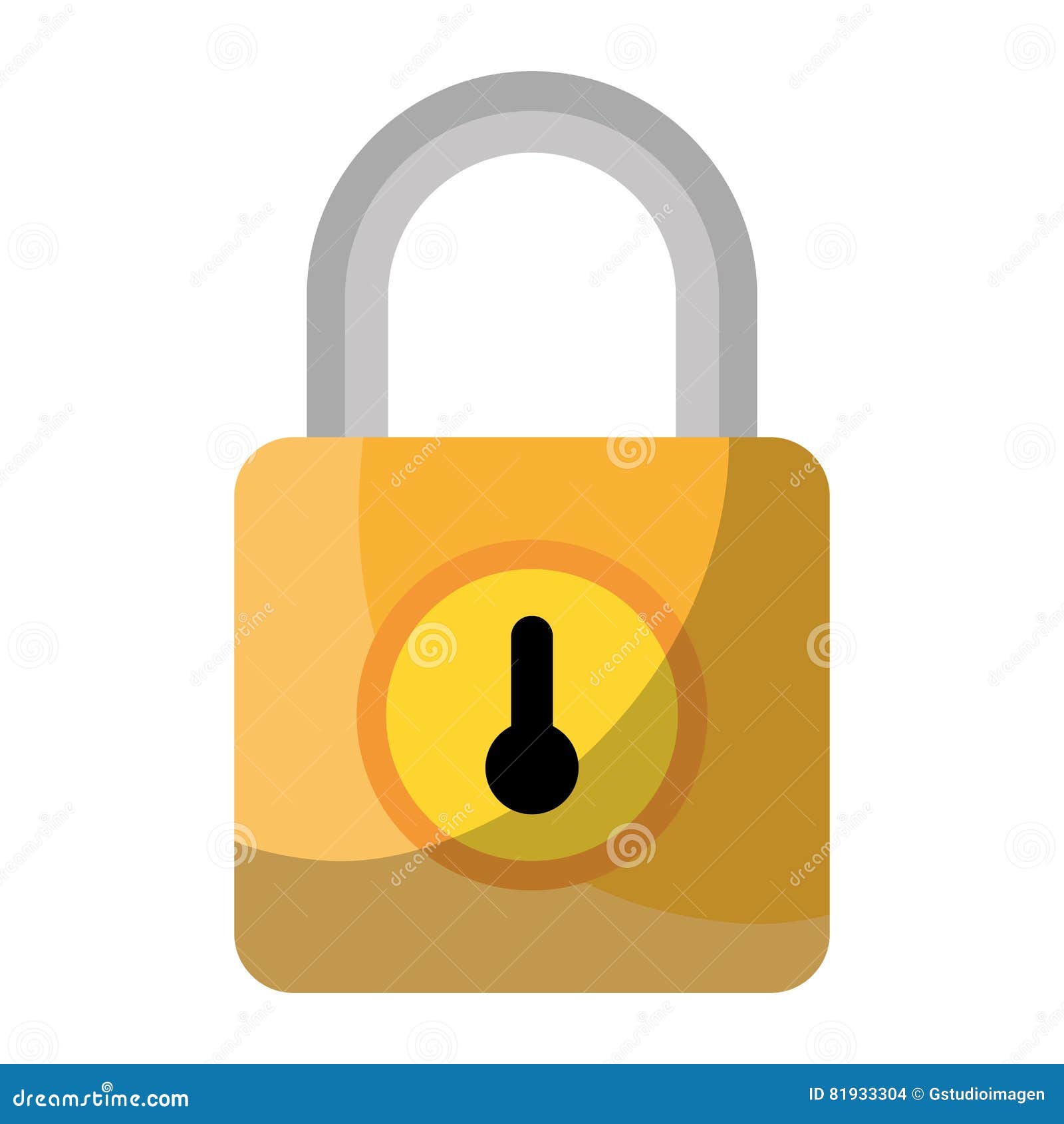 Security Padlock in Yellow Color Icon Stock Vector - Illustration of ...